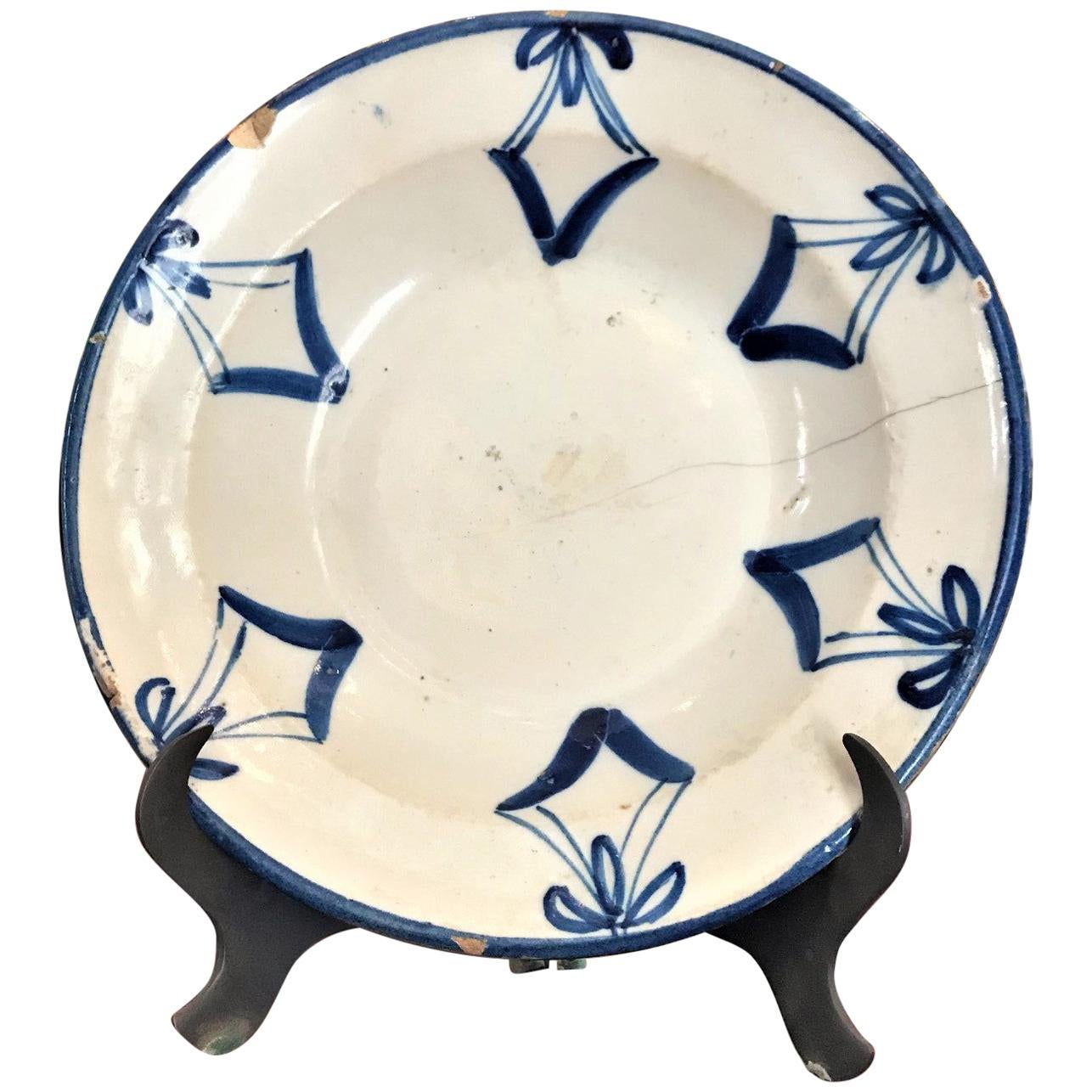 18th C. Vide Poche Faience Plate Bowl Toledo on Stand Decorative ...