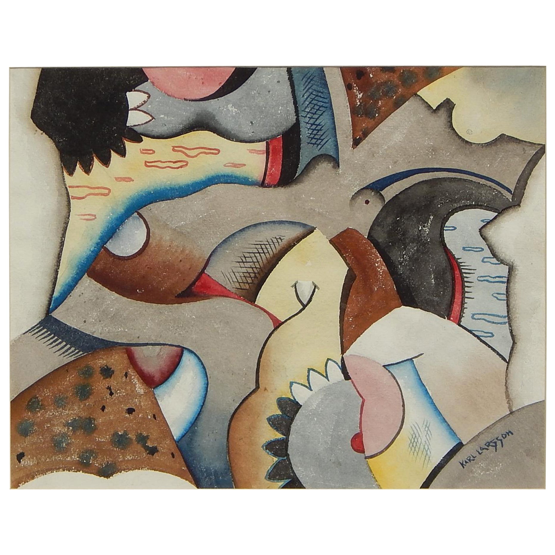 Louis Ribak New Mexico Modernist Abstract Painting, Black Angus For ...