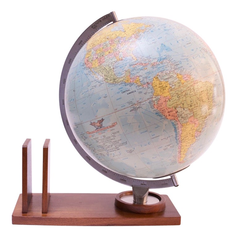 National Geographic Illuminated Globe with Custom Walnut Stand at 1stDibs
