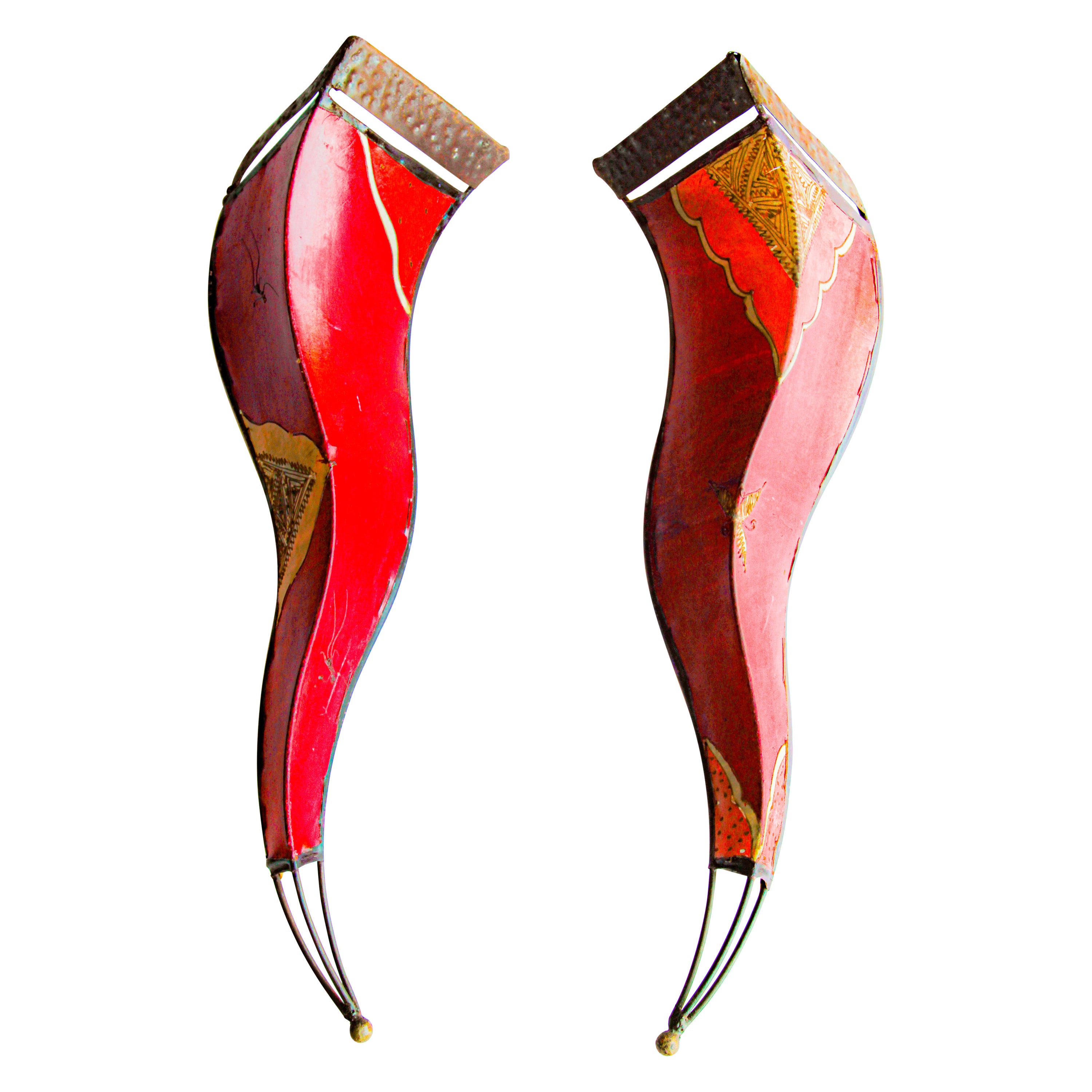 Pair of African Tribal Art Parchment Wall Shade Sconces in Safran and ...