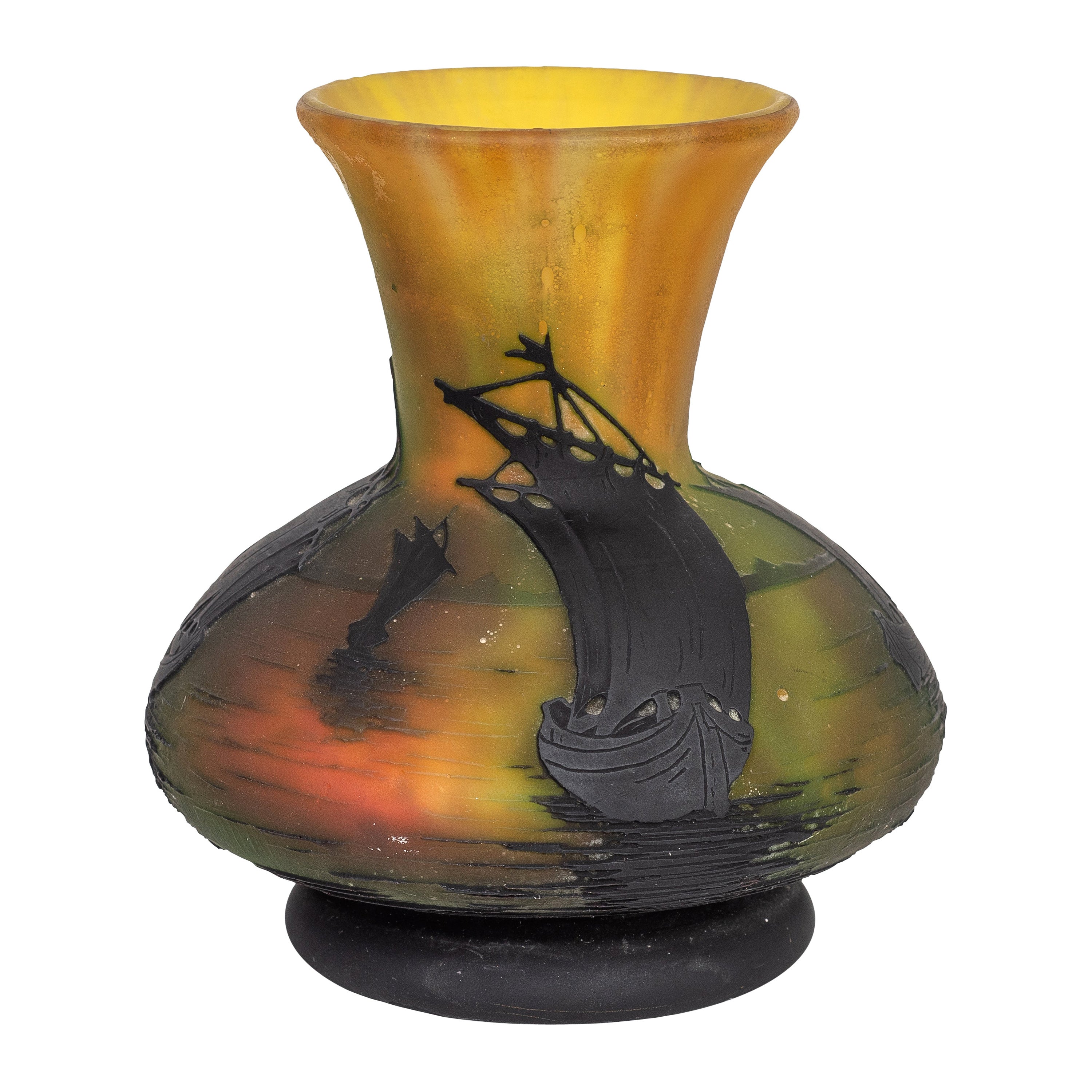 Daum Nancy Cameo Glass "Fleur-de-Lis" Vase For Sale at 1stDibs