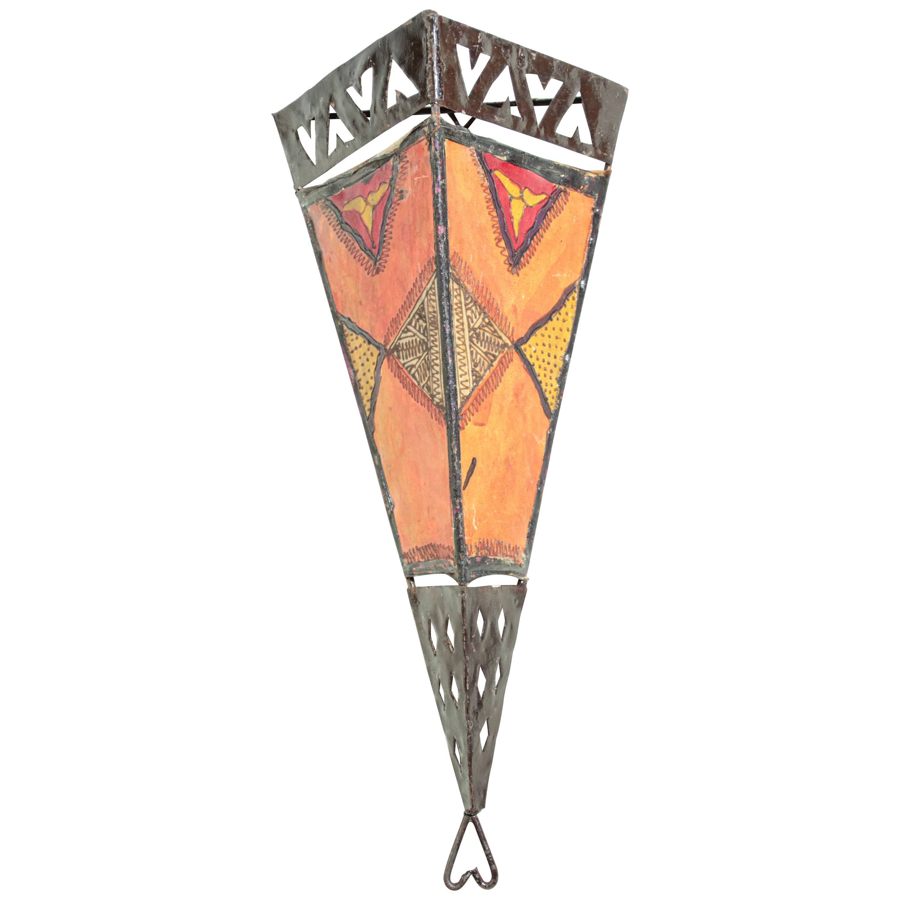 Pair of African Tribal Art Parchment Wall Shade Sconces in Safran and ...