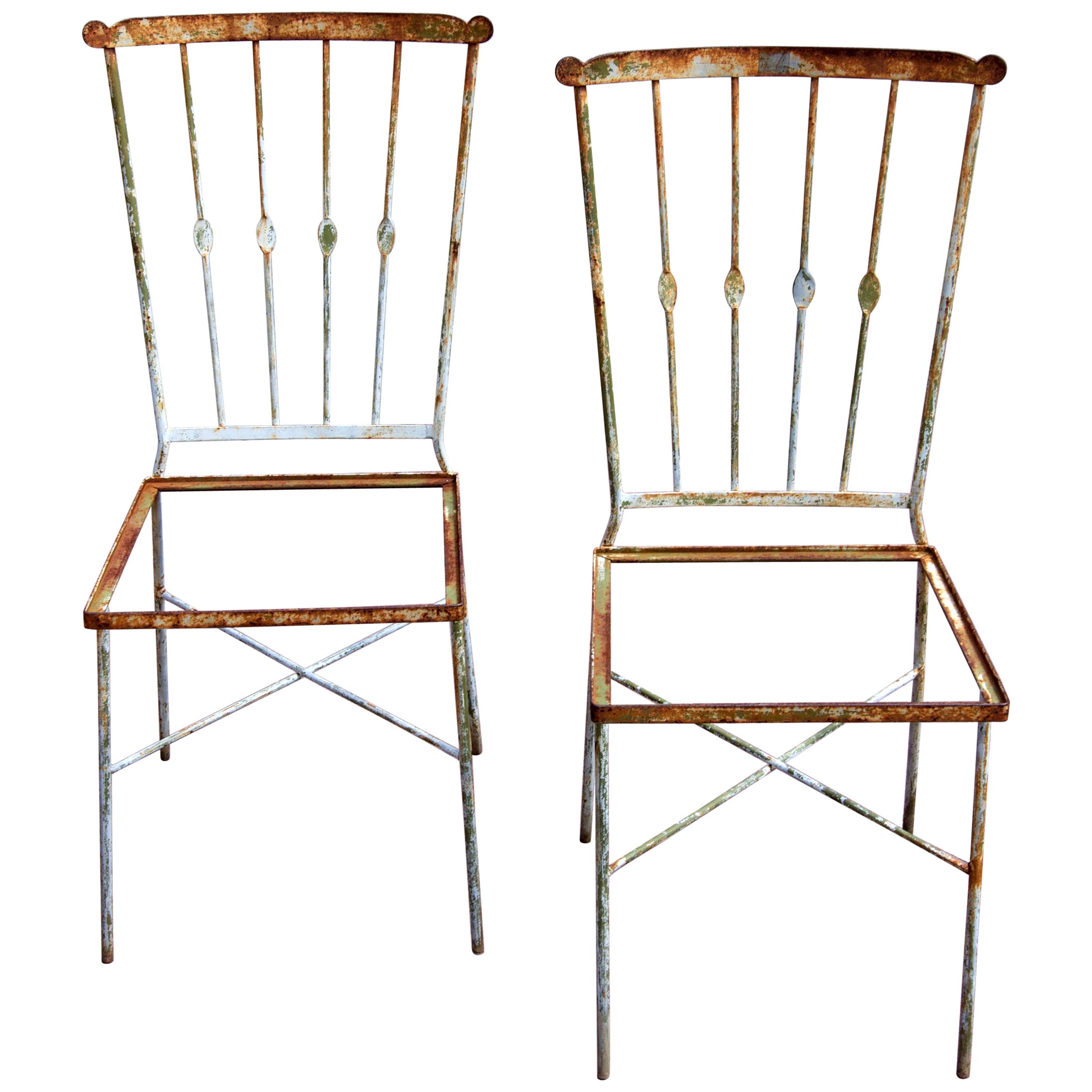 Three Vintage Wrought-Iron Patio Spring Chairs at 1stDibs