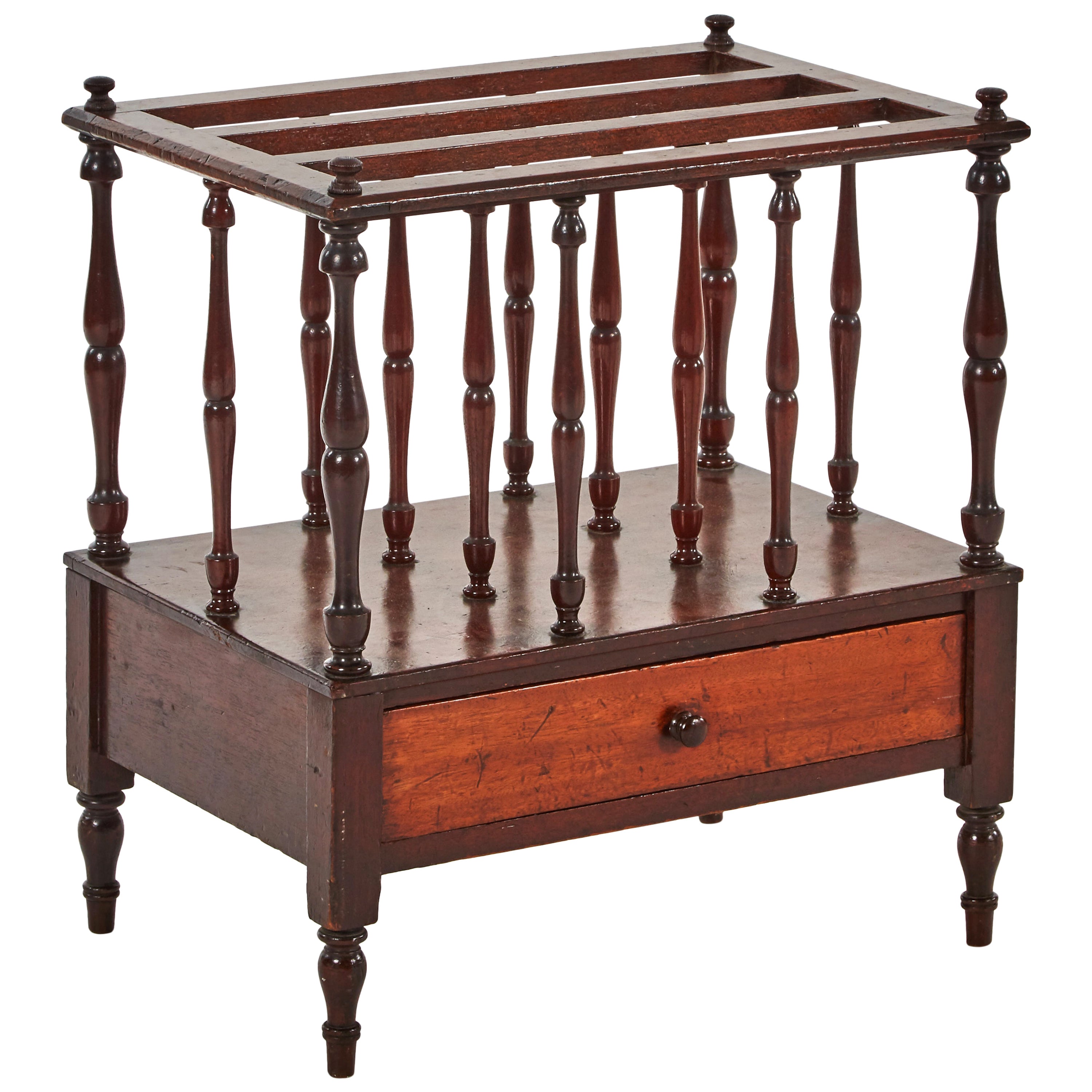 1940s Mahogany Magazine Rack with Drawer at 1stDibs