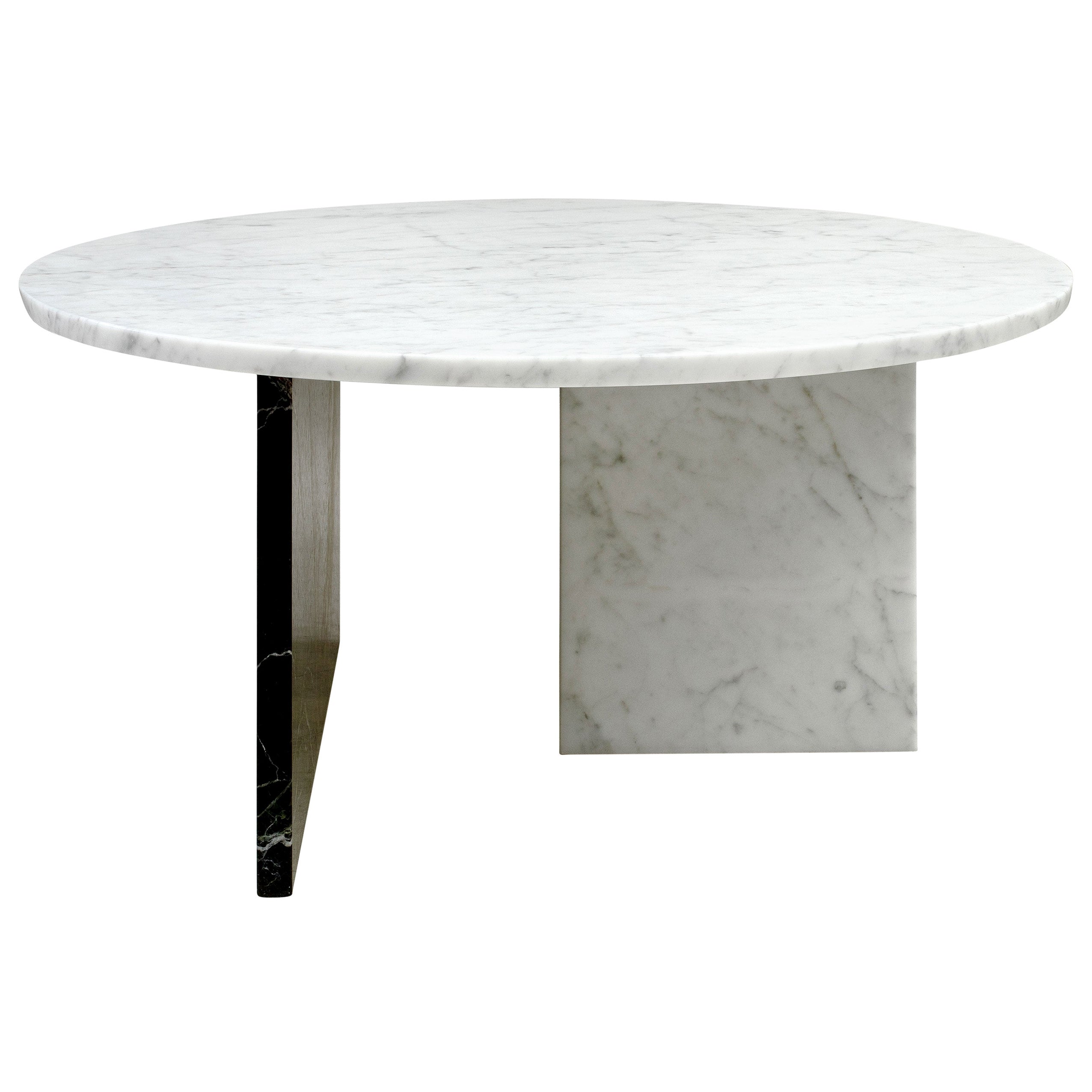Ultra Thin White Carrara Marble Round Coffee Table For Sale at 1stDibs