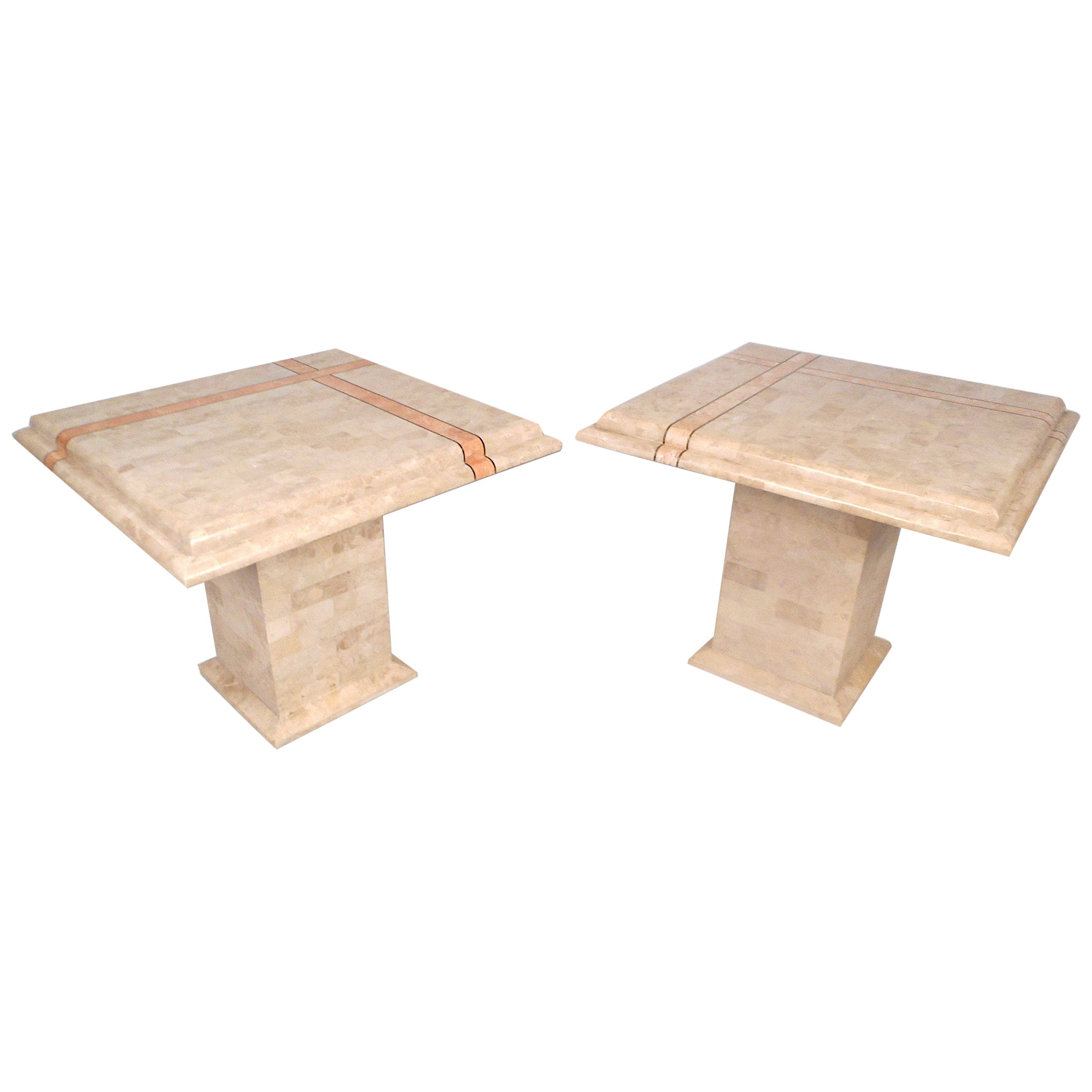 Midcentury Tessellated Stone Campaign Style Box on Stand, by Maitland ...