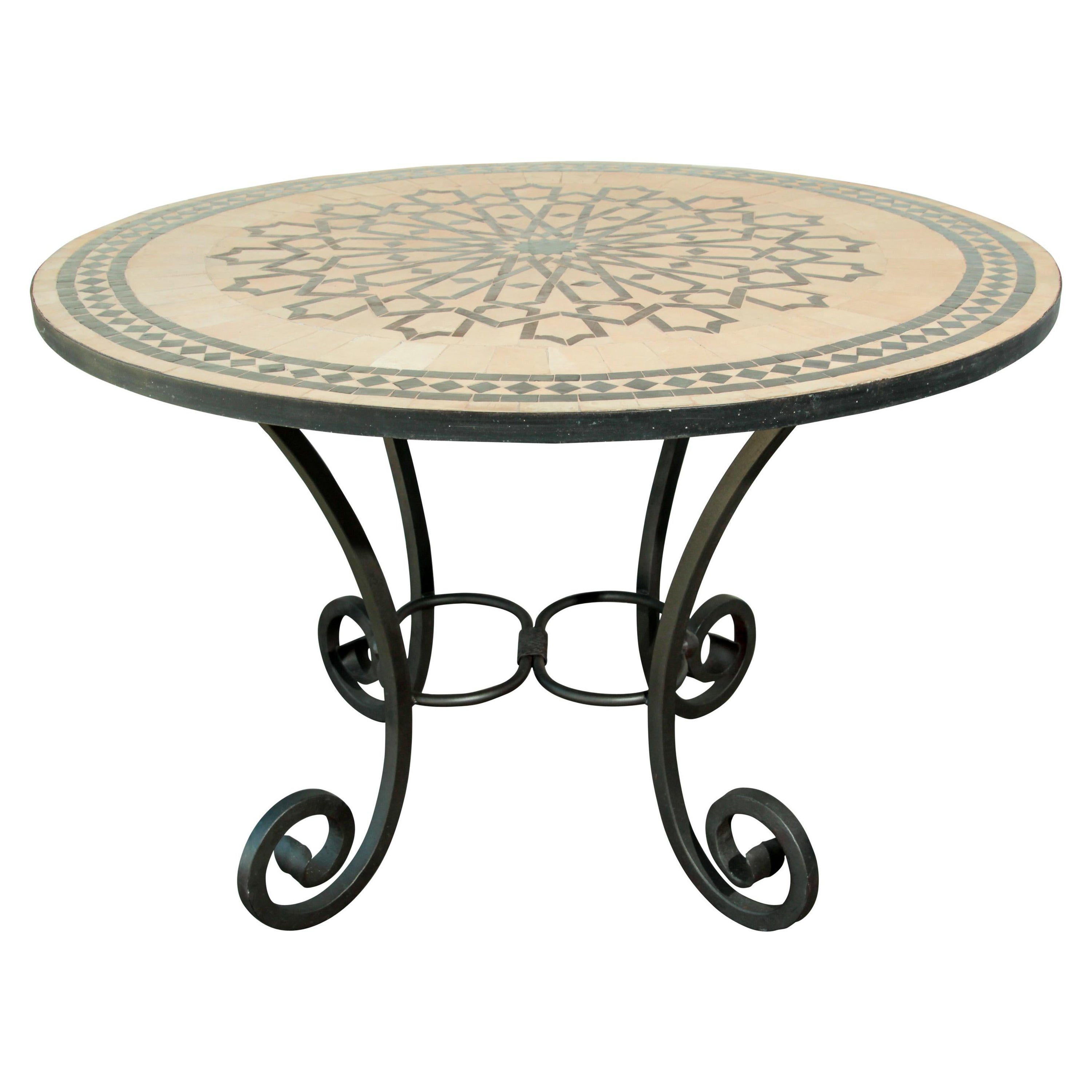 Moroccan Outdoor Mosaic Tile Table from Fez in Traditional Moorish ...