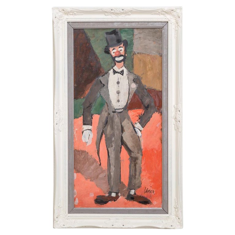 Cubist Inspired Clown Painting by Charles Levier For Sale at 1stDibs