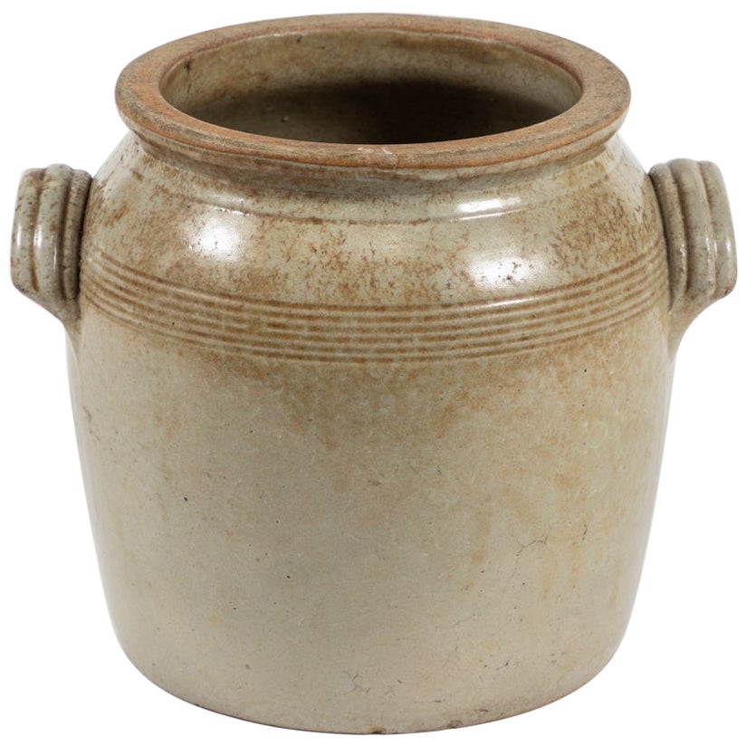 Brown-Black Colored Clay Jar with Four Handles and Decorative Motifs ...