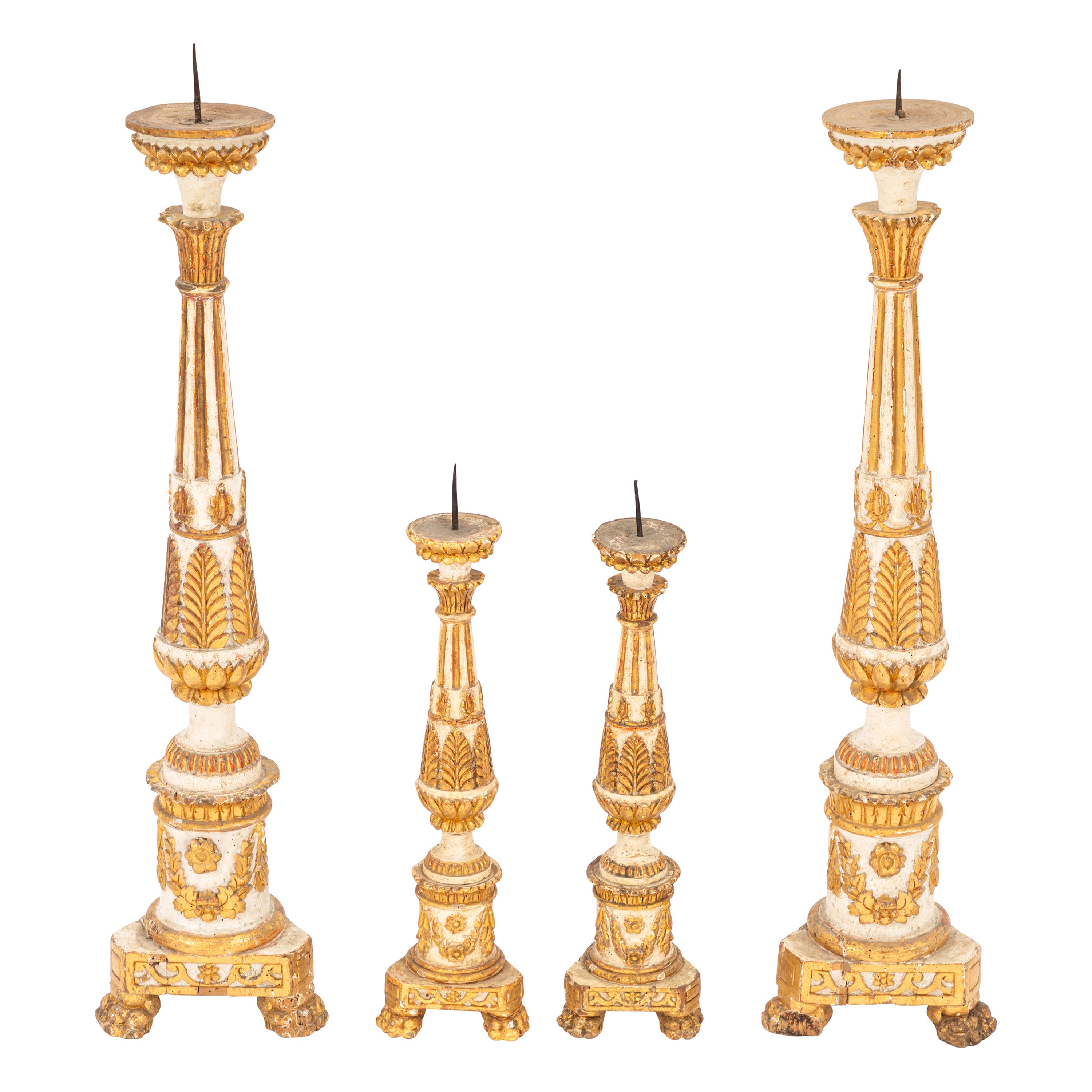 18th Century Pair of Italian Grand Scale Gold Gilded Pricket Sticks For ...