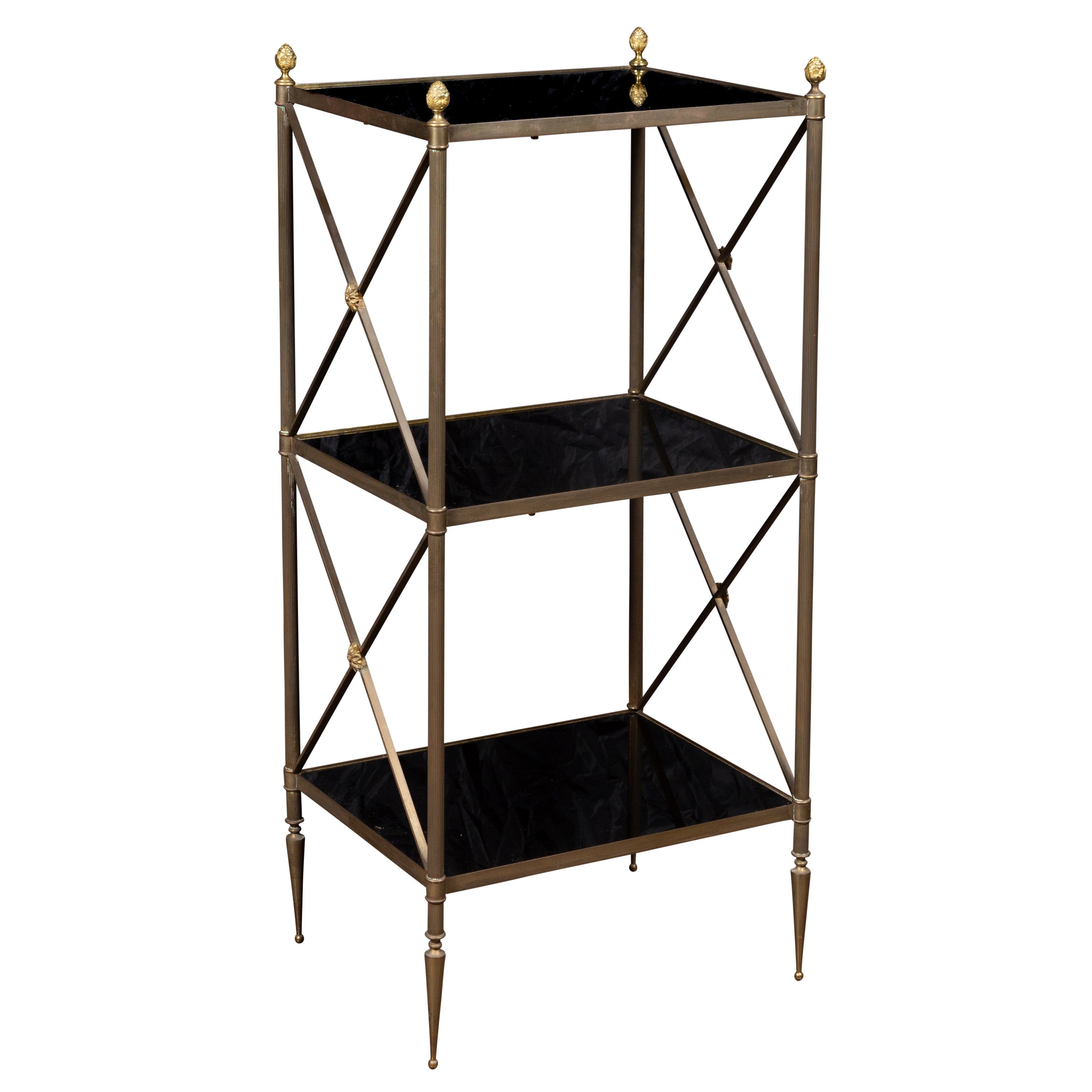 Black Metal Etagere with Graduated Shelves at 1stDibs