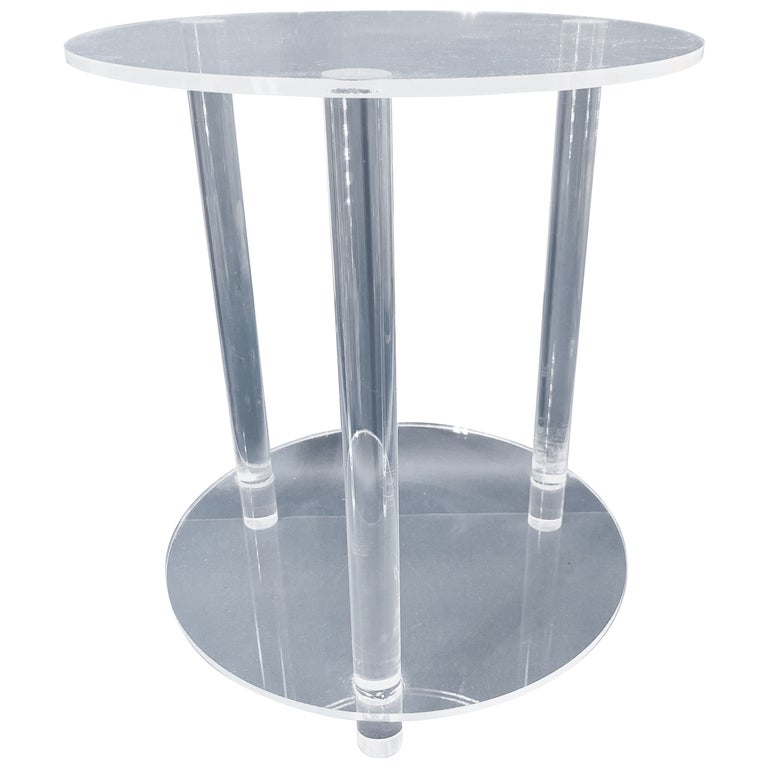 Small Round Two-Tier Lucite Side Table at 1stDibs