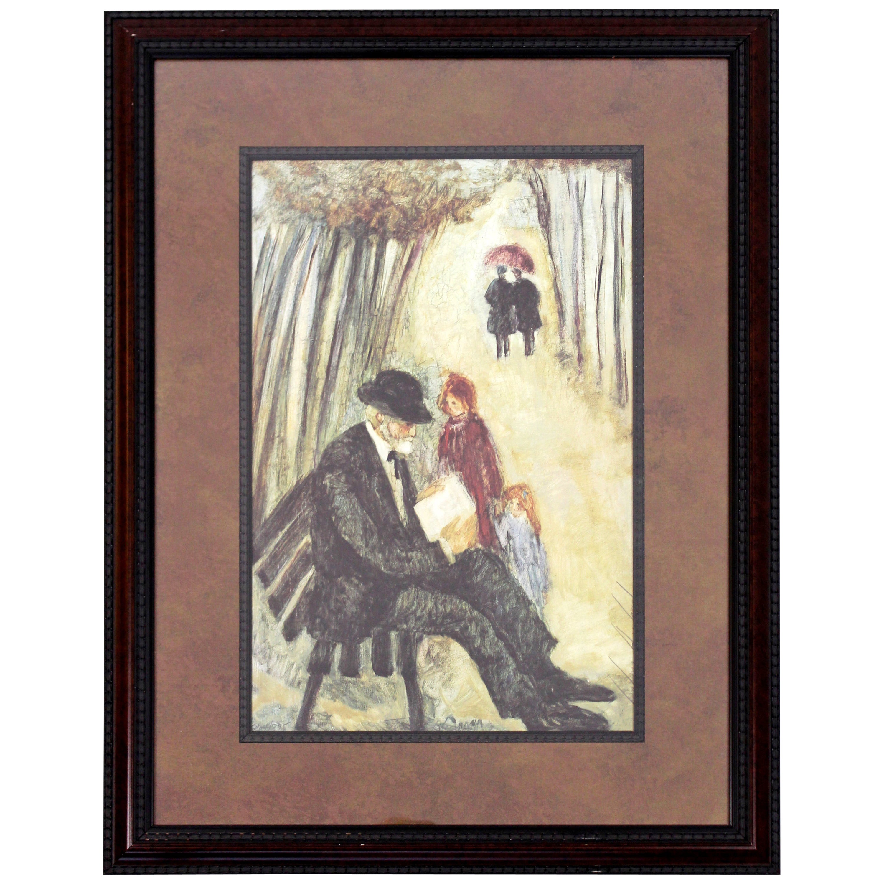 Finely Framed and Matted Lithograph by Barbara Wood Woman with Hat and ...