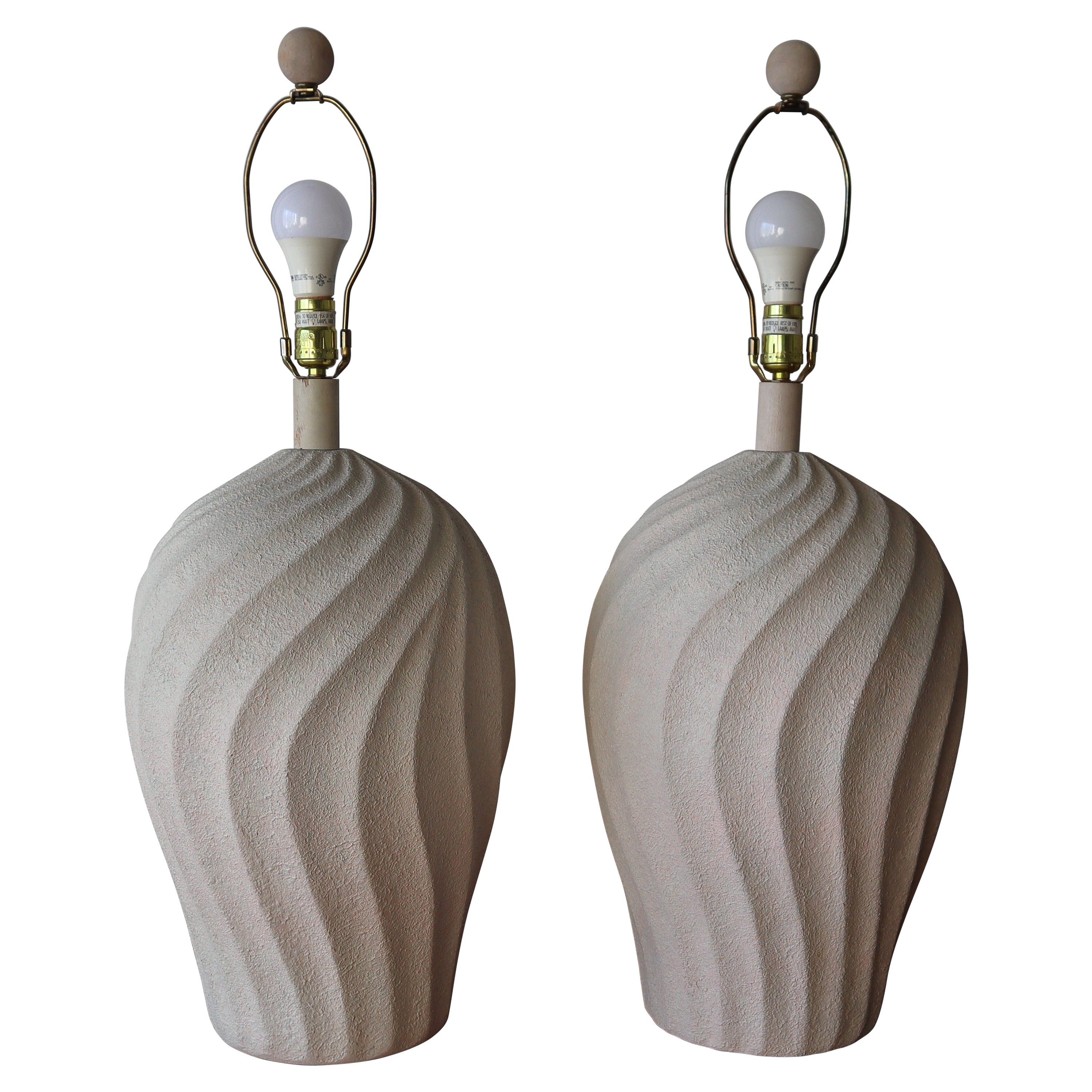 Postmodern Glossy Pink Swirl Ceramic Table Lamps, a Pair For Sale at ...