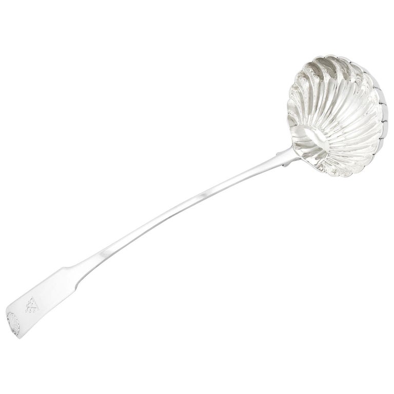 Antique 1814 Scottish Sterling Silver Soup Ladle For Sale at 1stDibs