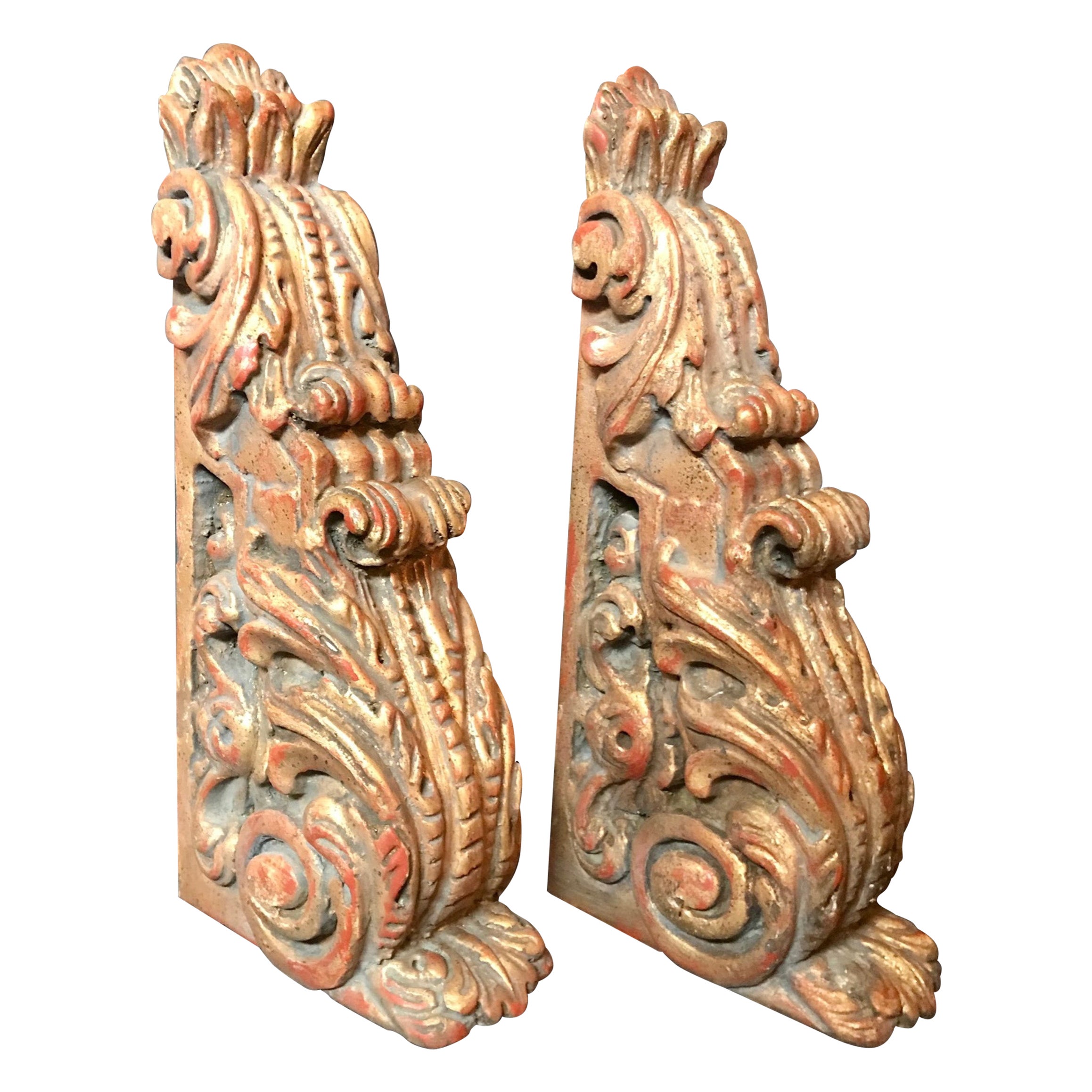 Pair of Carved Wooden Corbels "Atlant" at 1stDibs