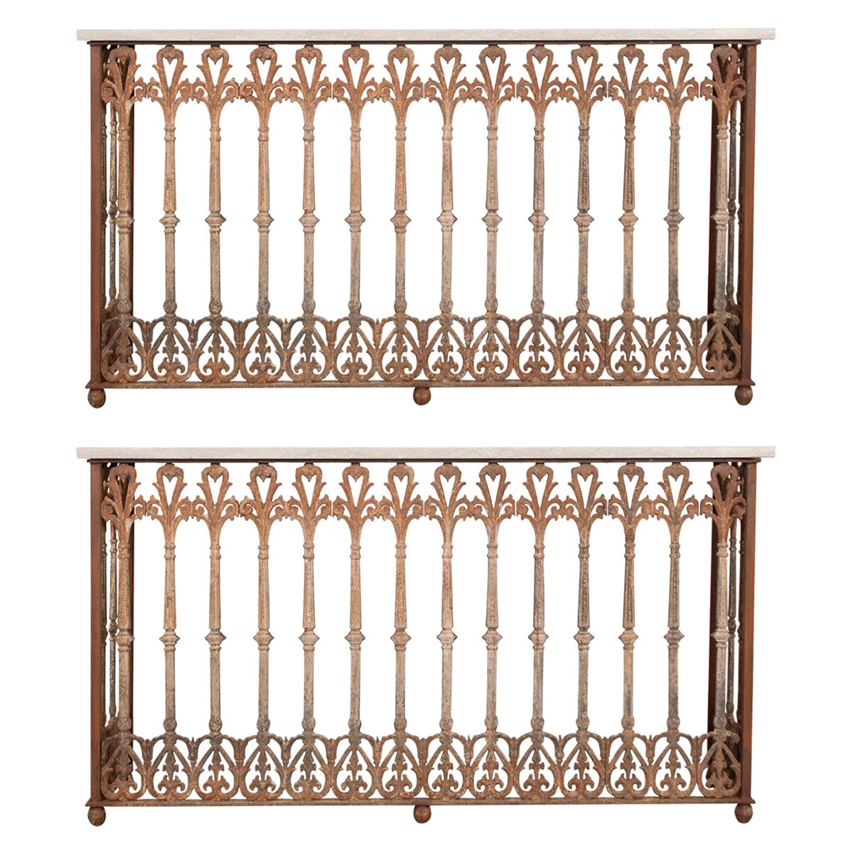 Pair Egyptian Revival Terra Cotta Console Tables For Sale at 1stDibs