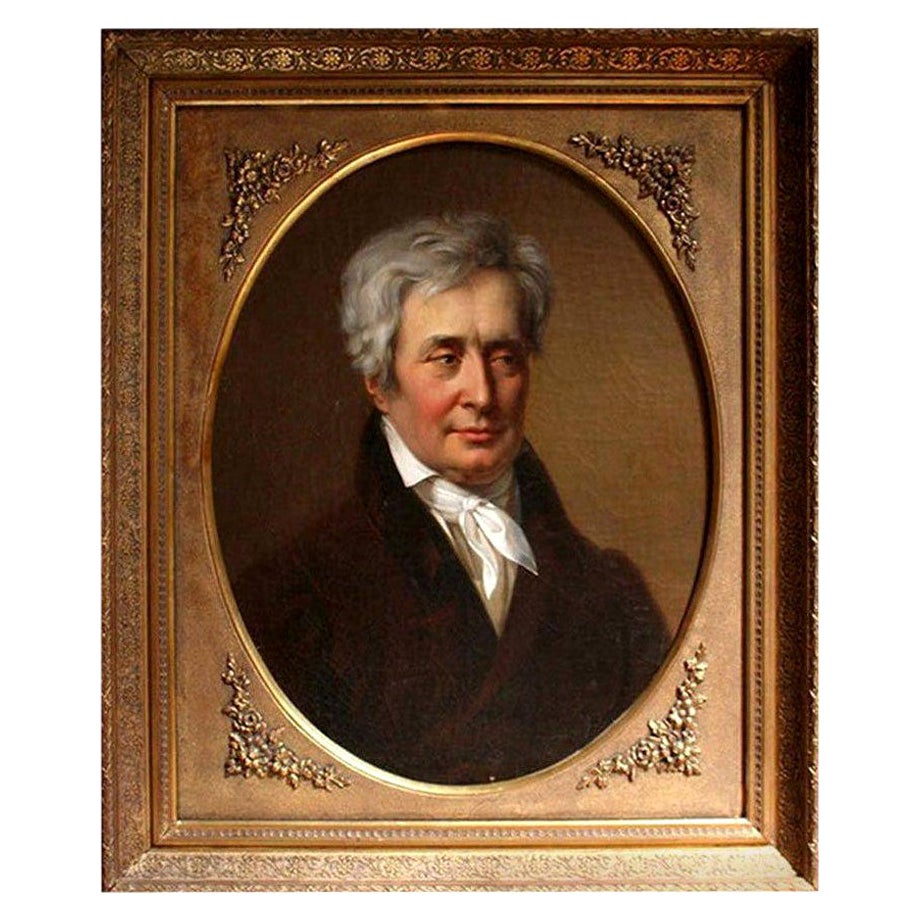 Oil Portrait Painting of a Count in Ornate Gilded Frame, 19th Century ...