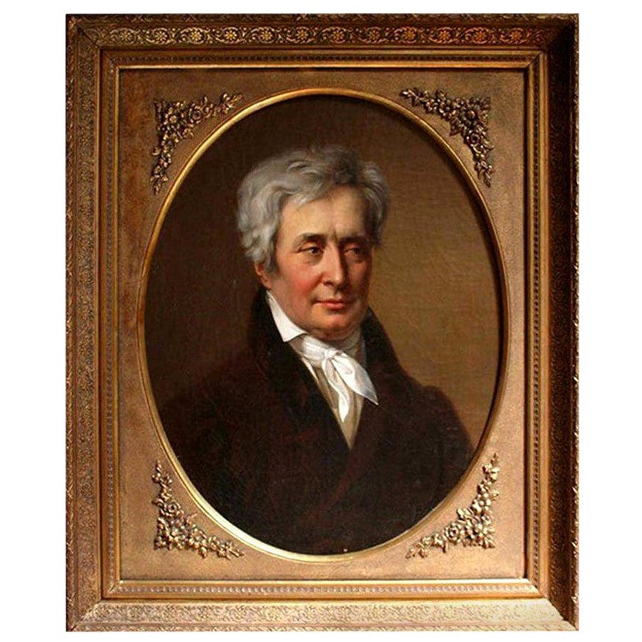 Oil Portrait Painting of a Count in Ornate Gilded Frame, 19th Century ...