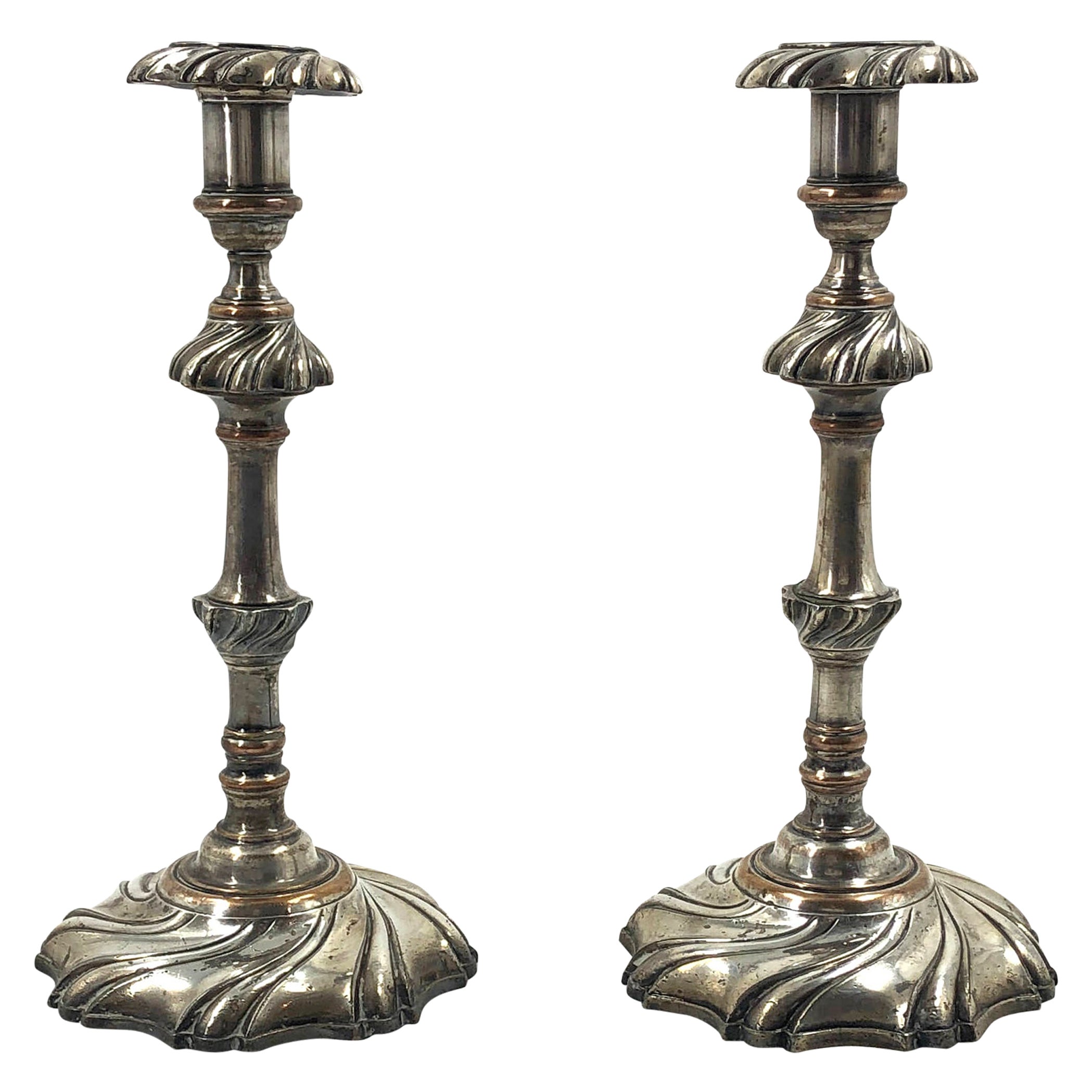 Antique Georgian Solid Silver Pair of Cast Candlesticks, E Farrell ...