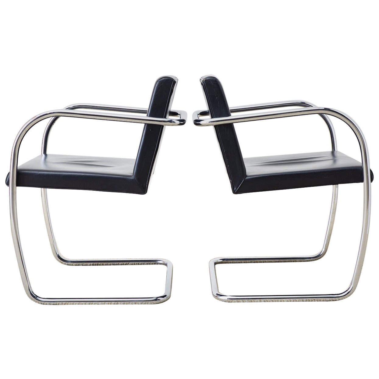 Vintage Mid-Century BRNO Thin Series Tubular Leather Chair at 1stDibs