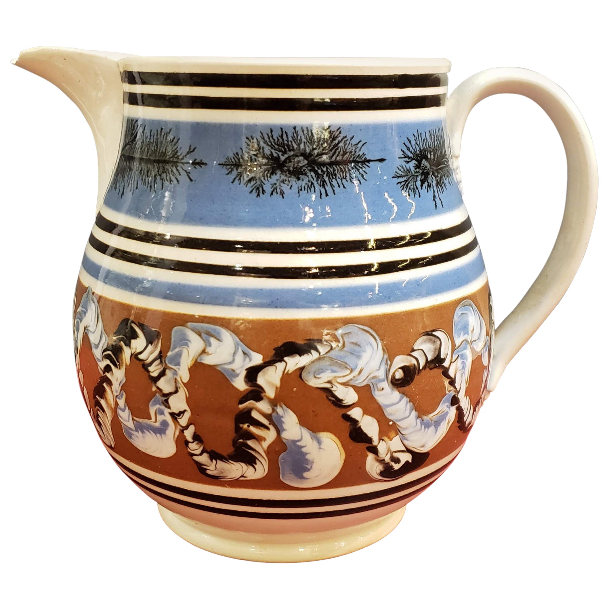 English Pearlware Pottery Blue and White Jug For Sale at 1stDibs