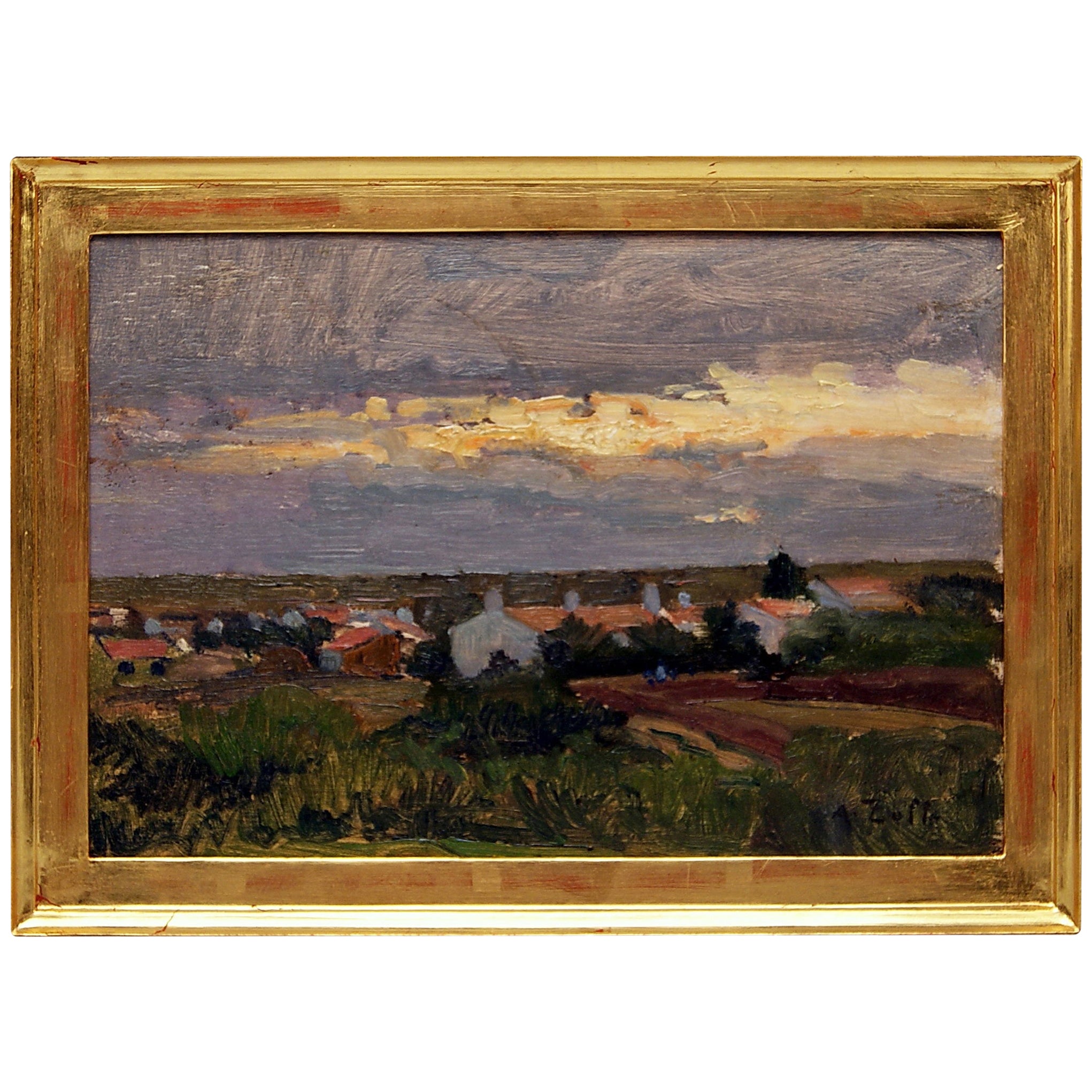 Alfred J Robertson Antique Oil Landscape Painting Village Scene ...