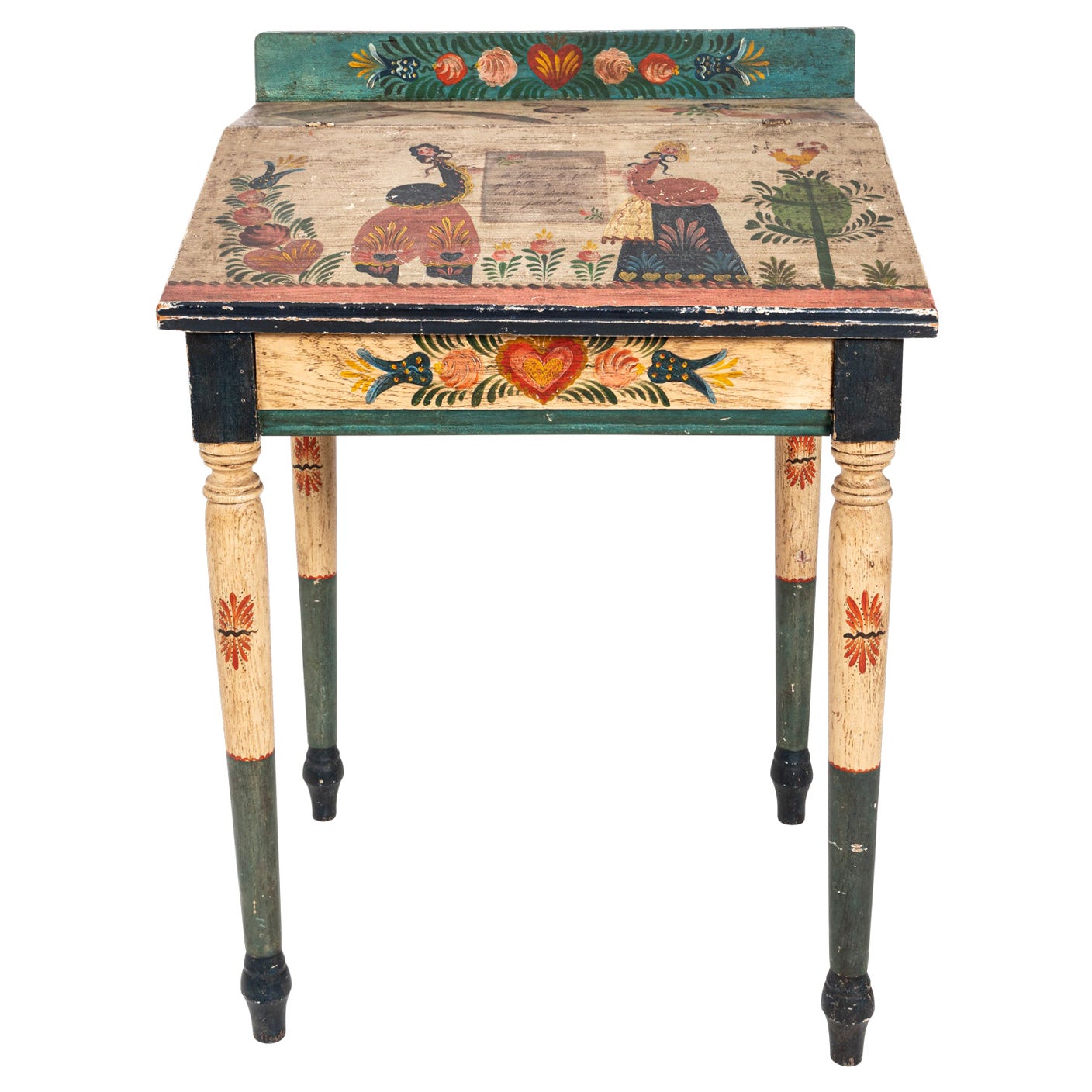 Edwin Nagel Folk Art Painted Casket Coffee Table New England Maritime ...