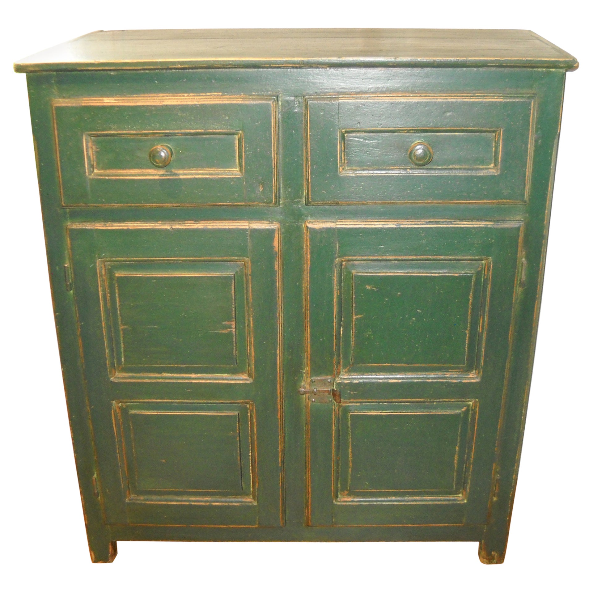 2-Door, 2-Drawer Original Painted Buffet with Railing For Sale at 1stDibs