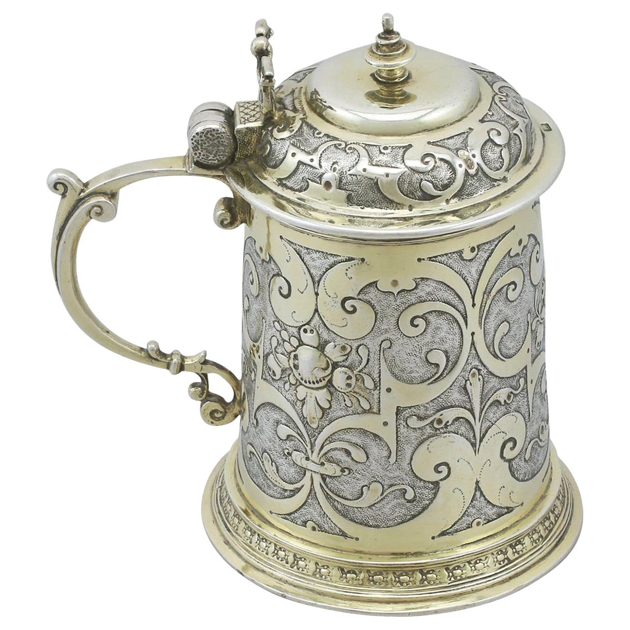 Norwegian Florally Decorated Ceremonial Lion Tankard at 1stDibs
