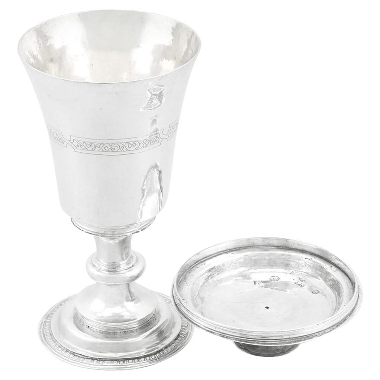 1500s Elizabethan Sterling Silver Communion Chalice and Paten For Sale ...