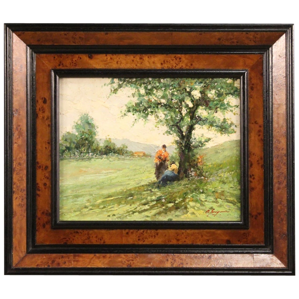 20th Century Oil on Panel Italian Signed Landscape Painting, 1960 For ...