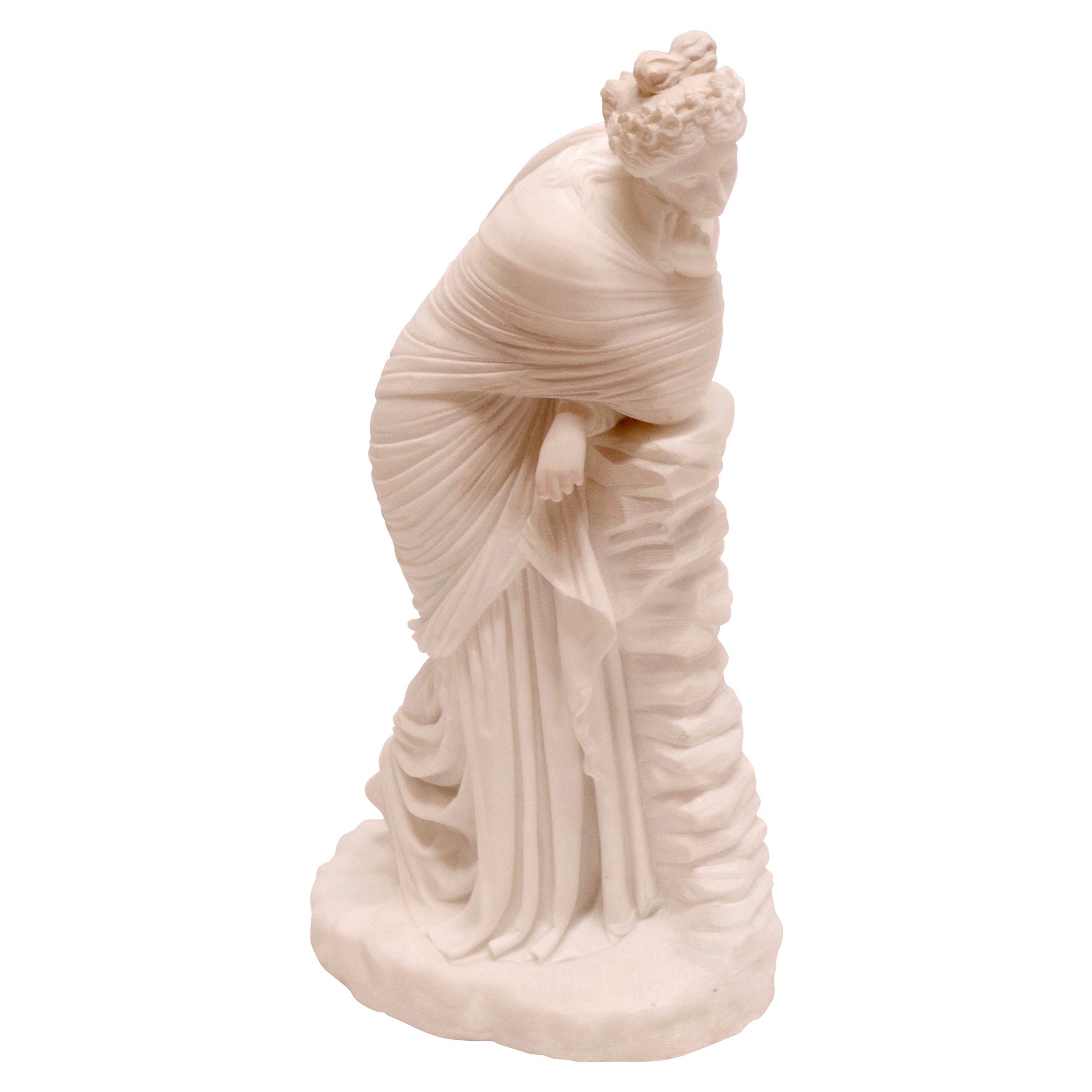 White Marble Statue Depicting Classically Draped Female Figure at 1stDibs