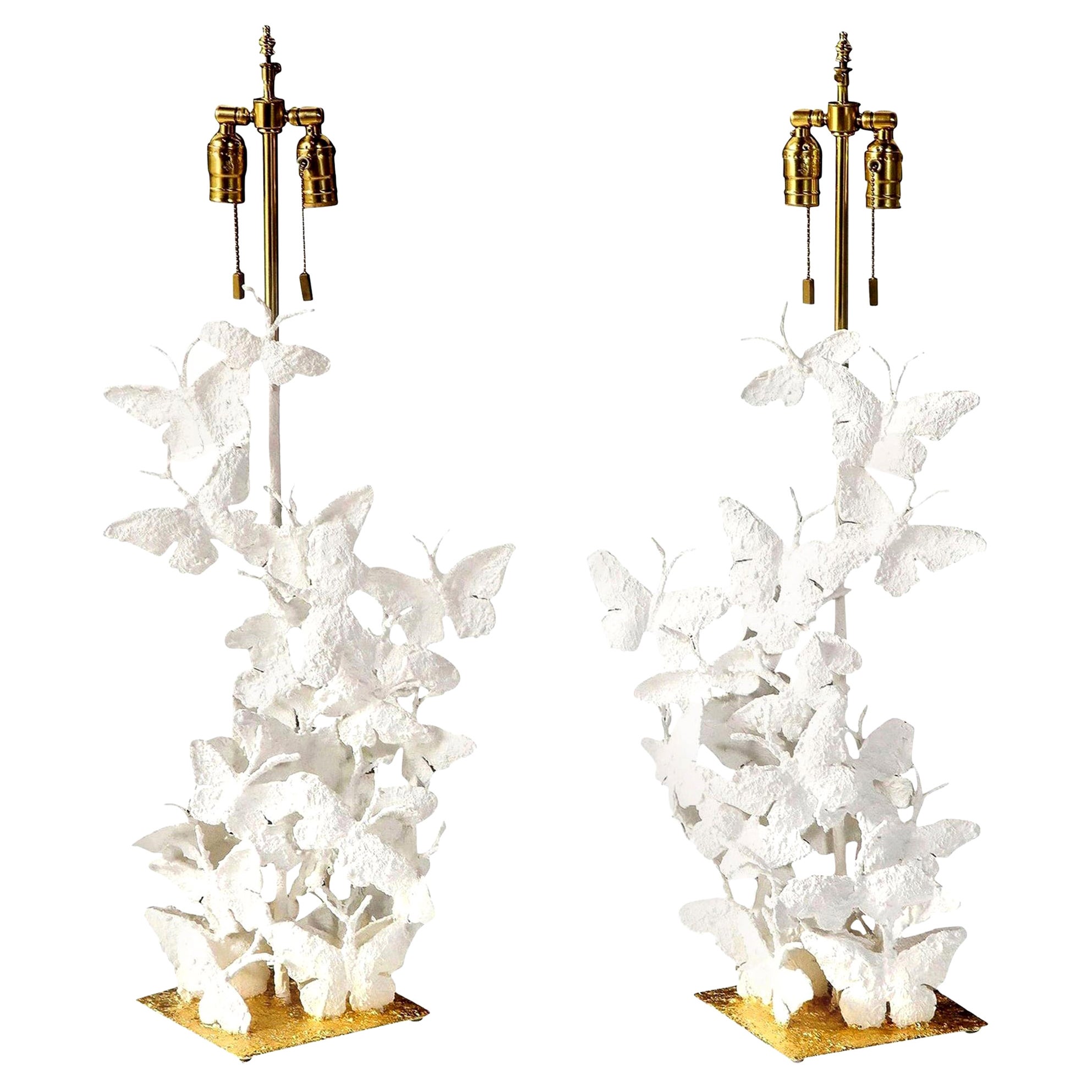 Monumental White and Gold Leaf Table Lamp For Sale at 1stDibs