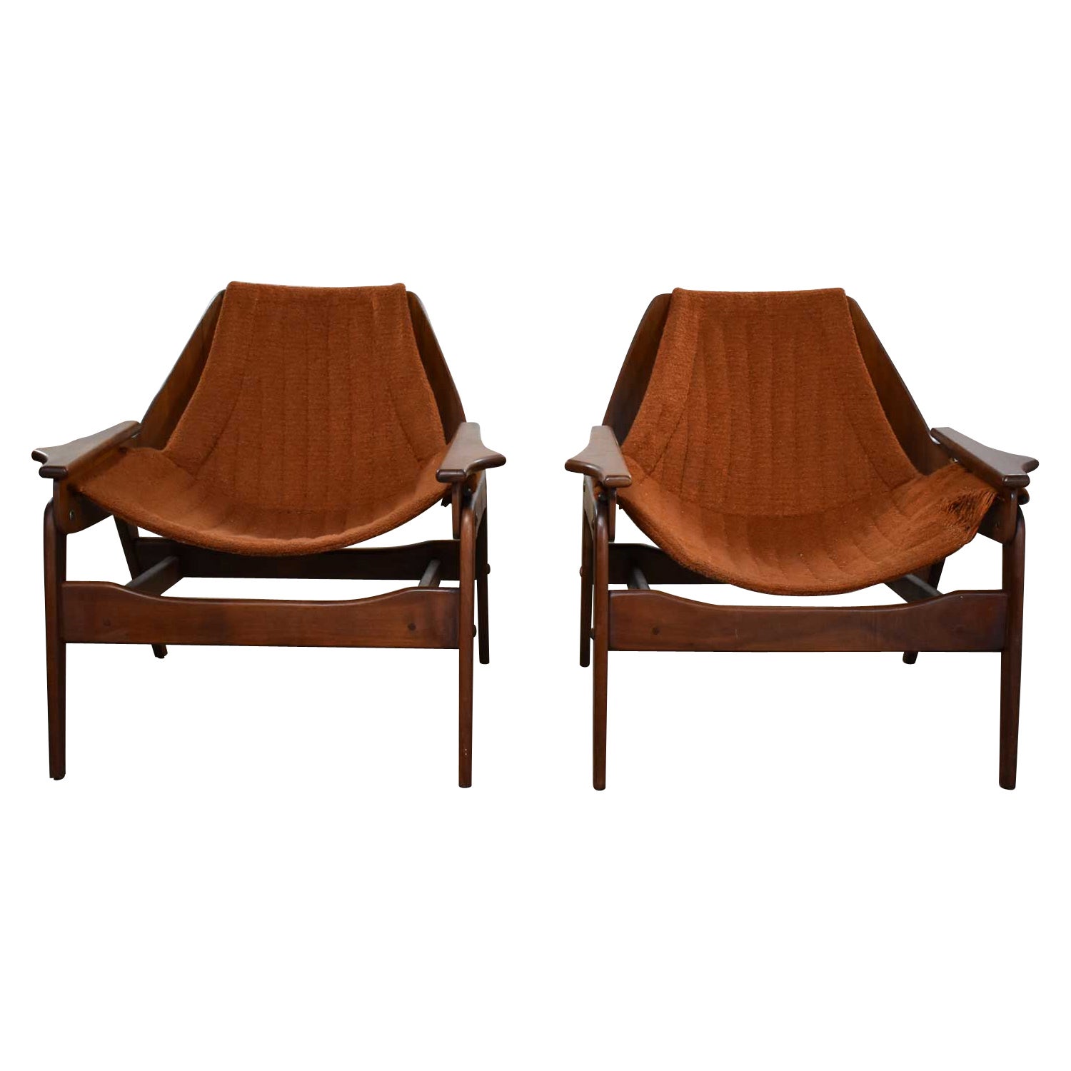 Pair of Mid-Century Modern Jerry Johnson Style Upholstered Armchairs ...