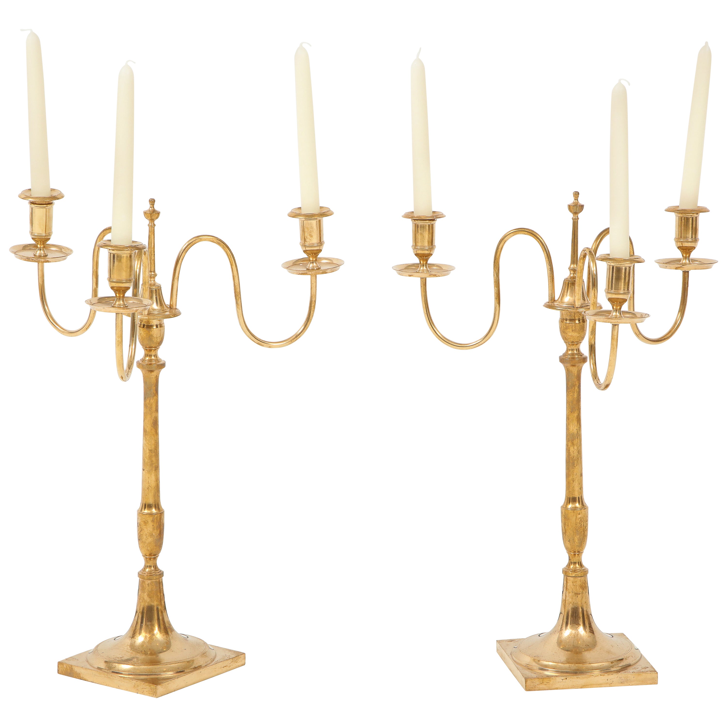 Pair of Large Floor Standing Brass Candelabras, circa 1860 For Sale at ...