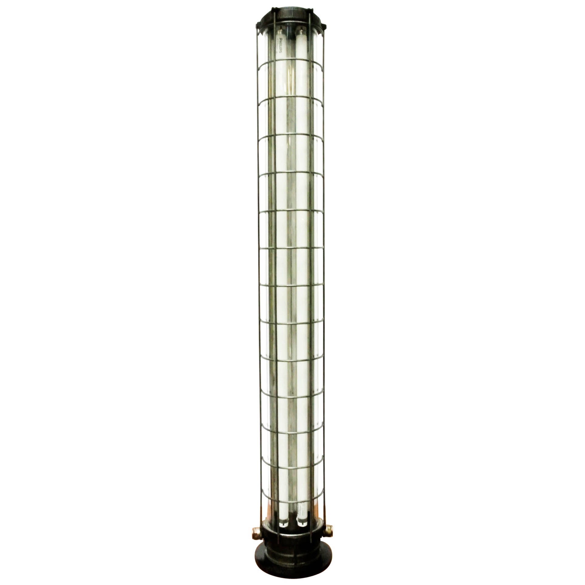 Industrial Fluorescent Light in Cast Aluminium with a Fence, circa 1970 ...