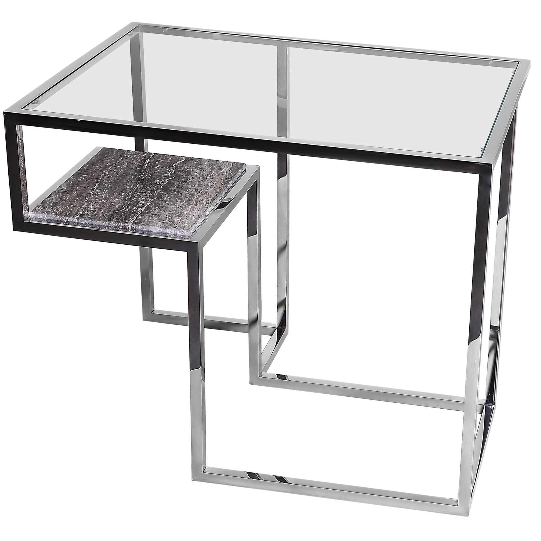 Paradise Side Table in Coated polished stainless steel and Polished ...