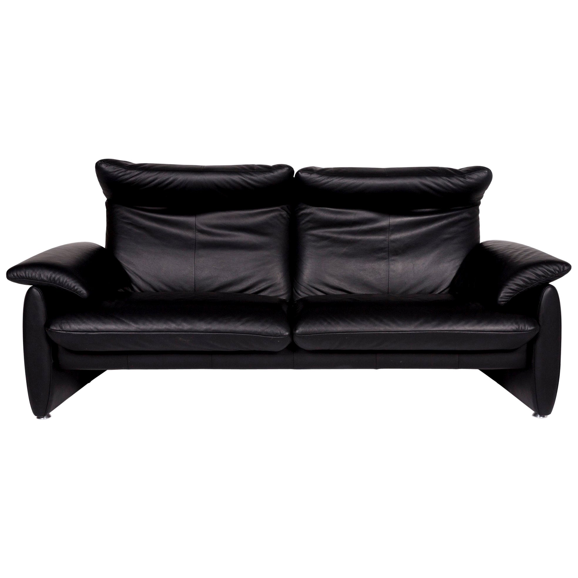 Joop Leather Sofa Black Two-Seat Function Relax Function Couch For Sale ...