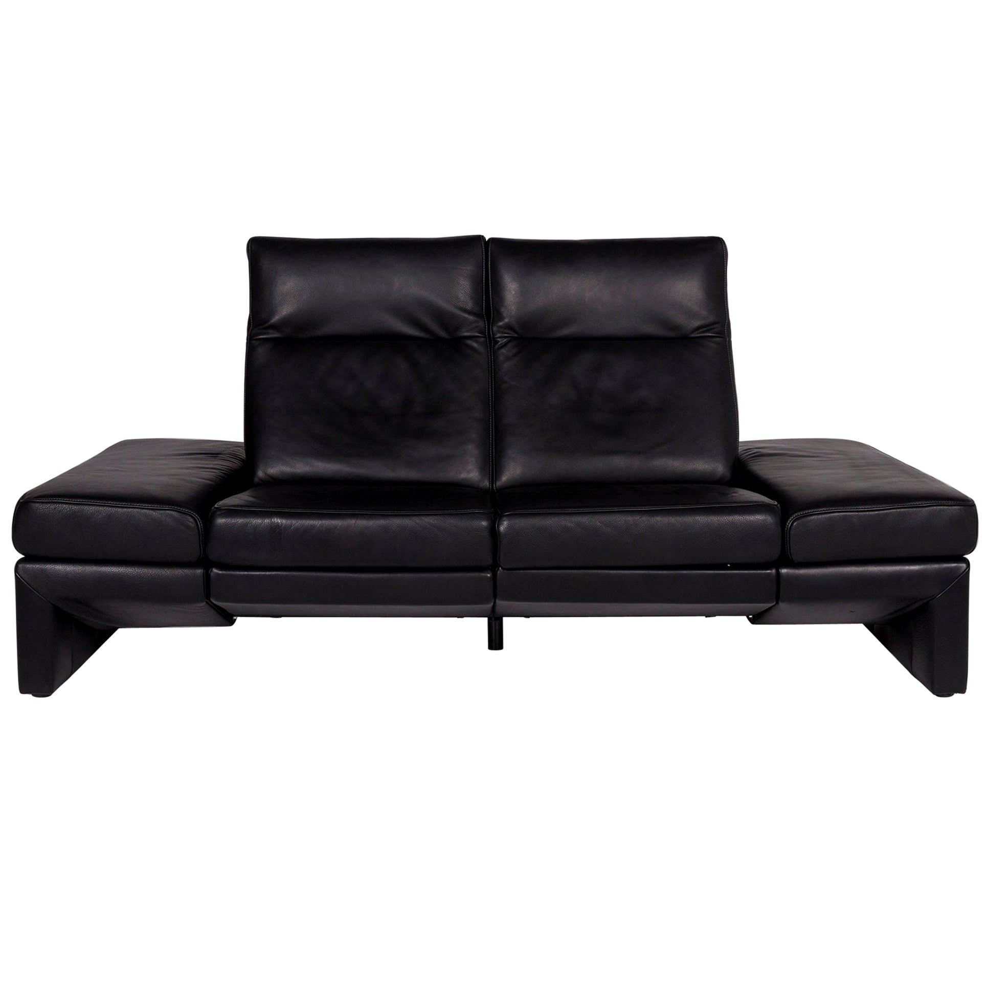 Joop Leather Sofa Black Two-Seat Function Relax Function Couch For Sale ...