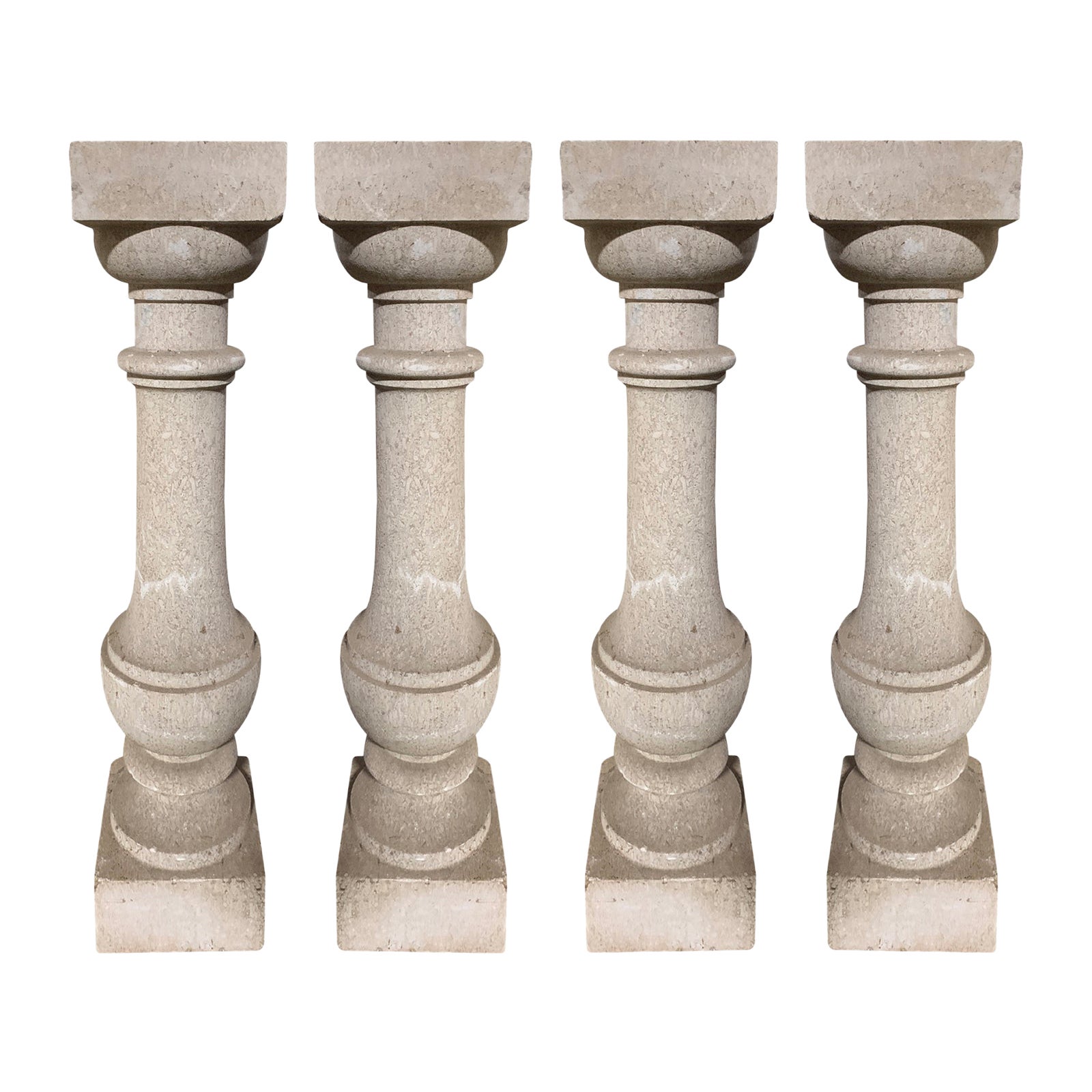 European Pair of 1920s Painted Stone Pillars at 1stDibs