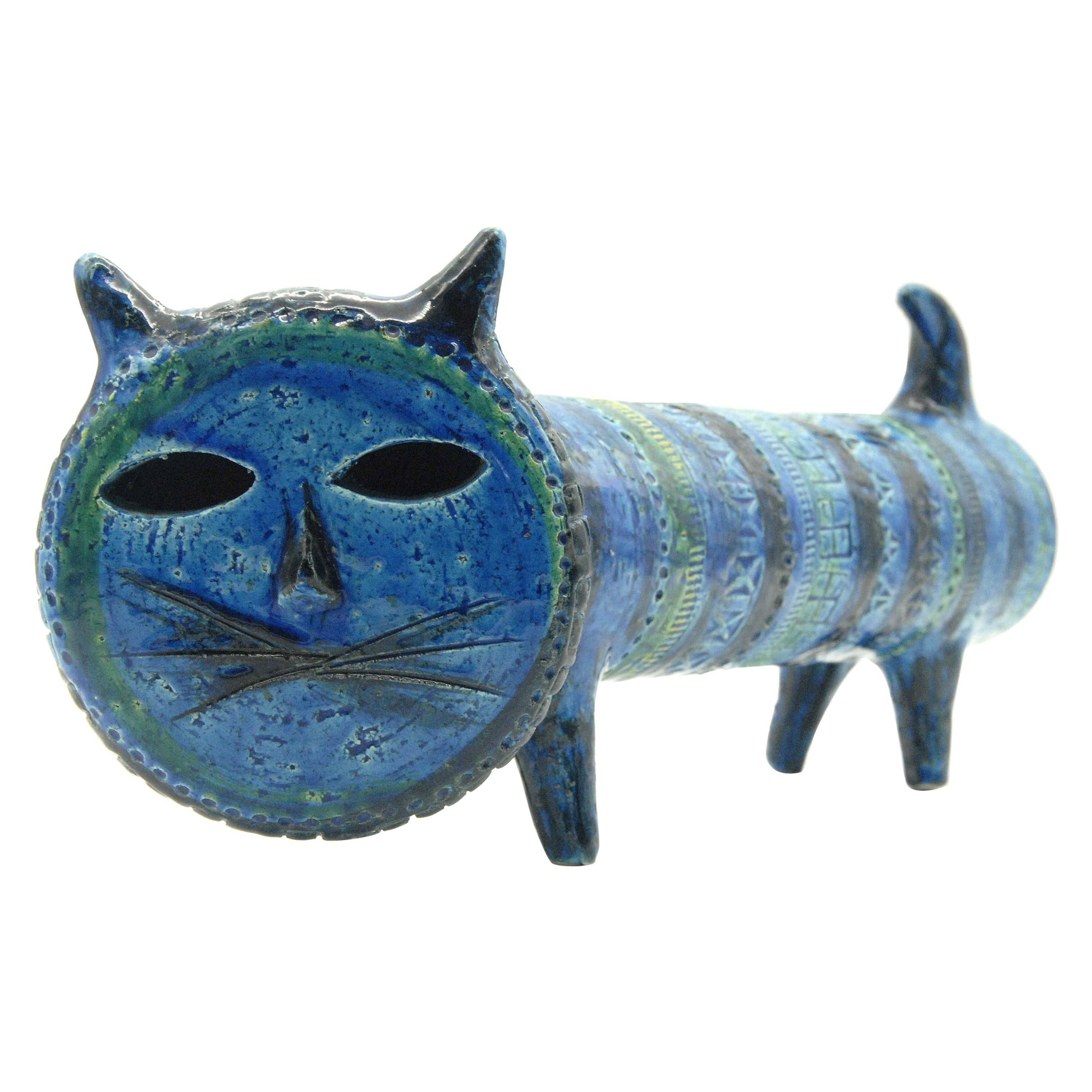 Bitossi Blue Cat Money Box, Acid Resist Deco to Sides Londi Italy ...