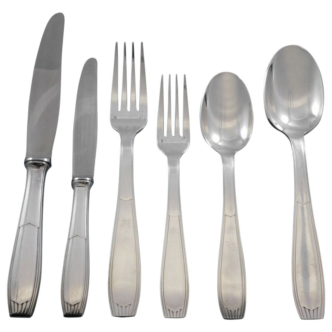 Old Italian 800 Silver Flatware Dinner Set for 12 Service 101 Pieces ...