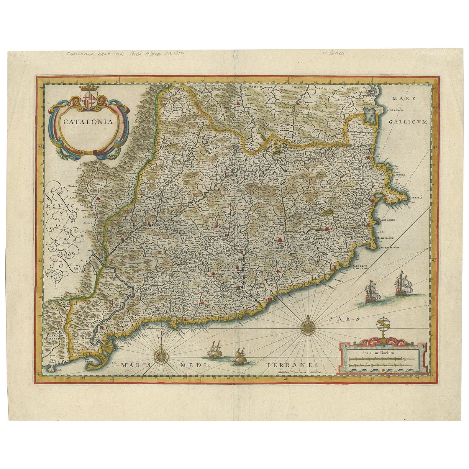 Antique Map of Portugal by W. Blaeu, 1650 For Sale at 1stDibs