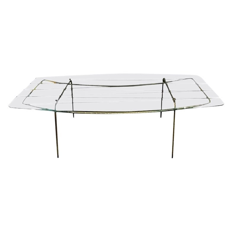 Round Italian Brass Table with Seahorse Supports and Glass Top at 1stDibs