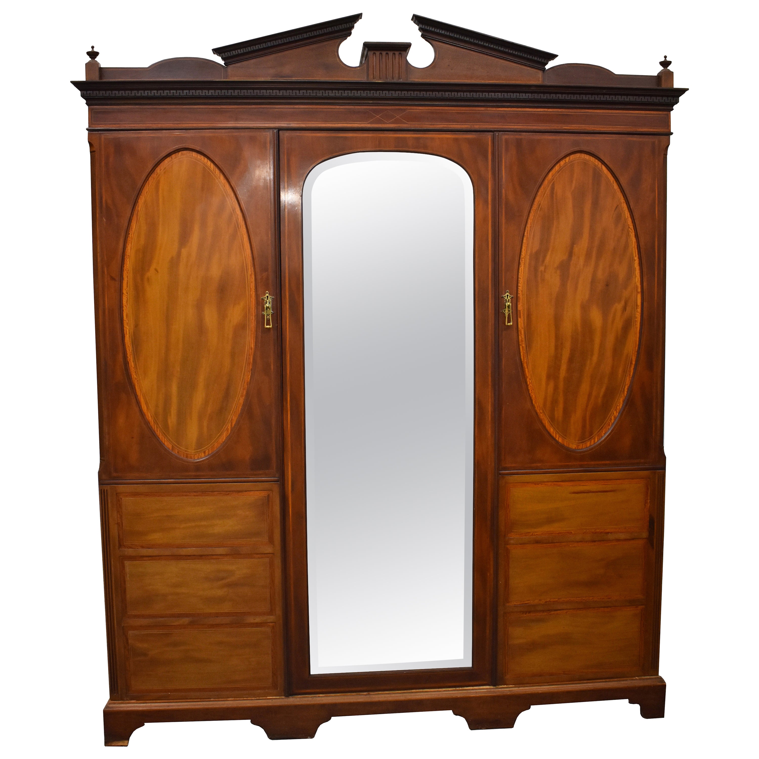 Antique 20th Century Oak Chifforobe Wardrobe Vanity Dresser Hanging ...