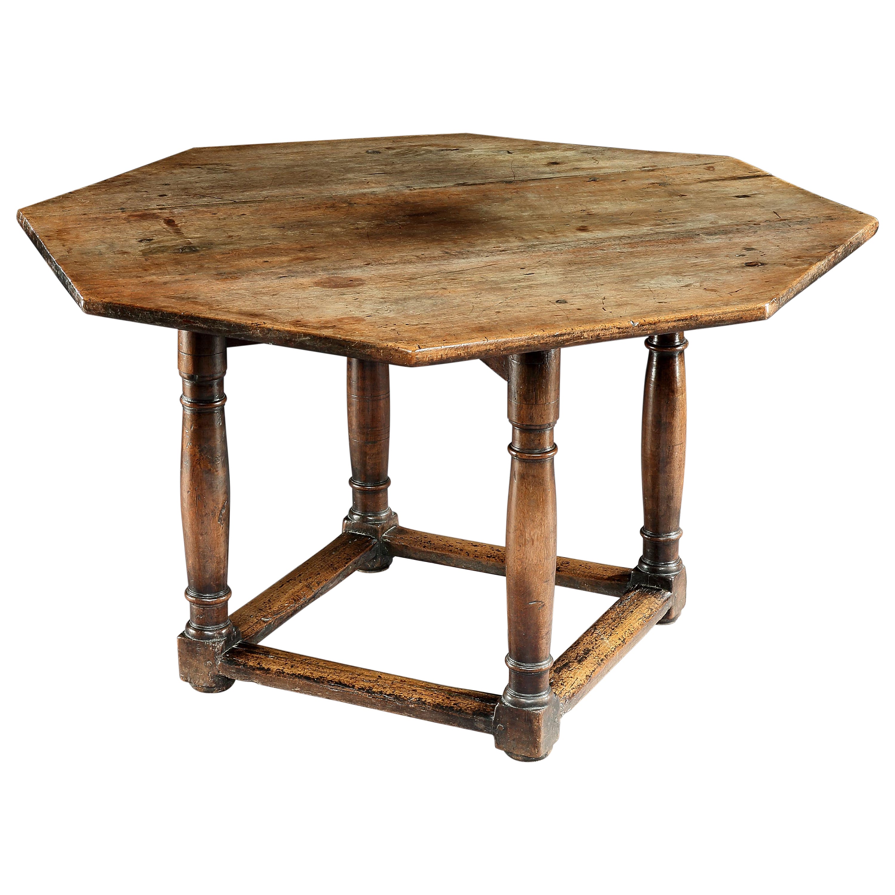 Antique Walnut Marquetry Octagonal Centre Table For Sale at 1stDibs