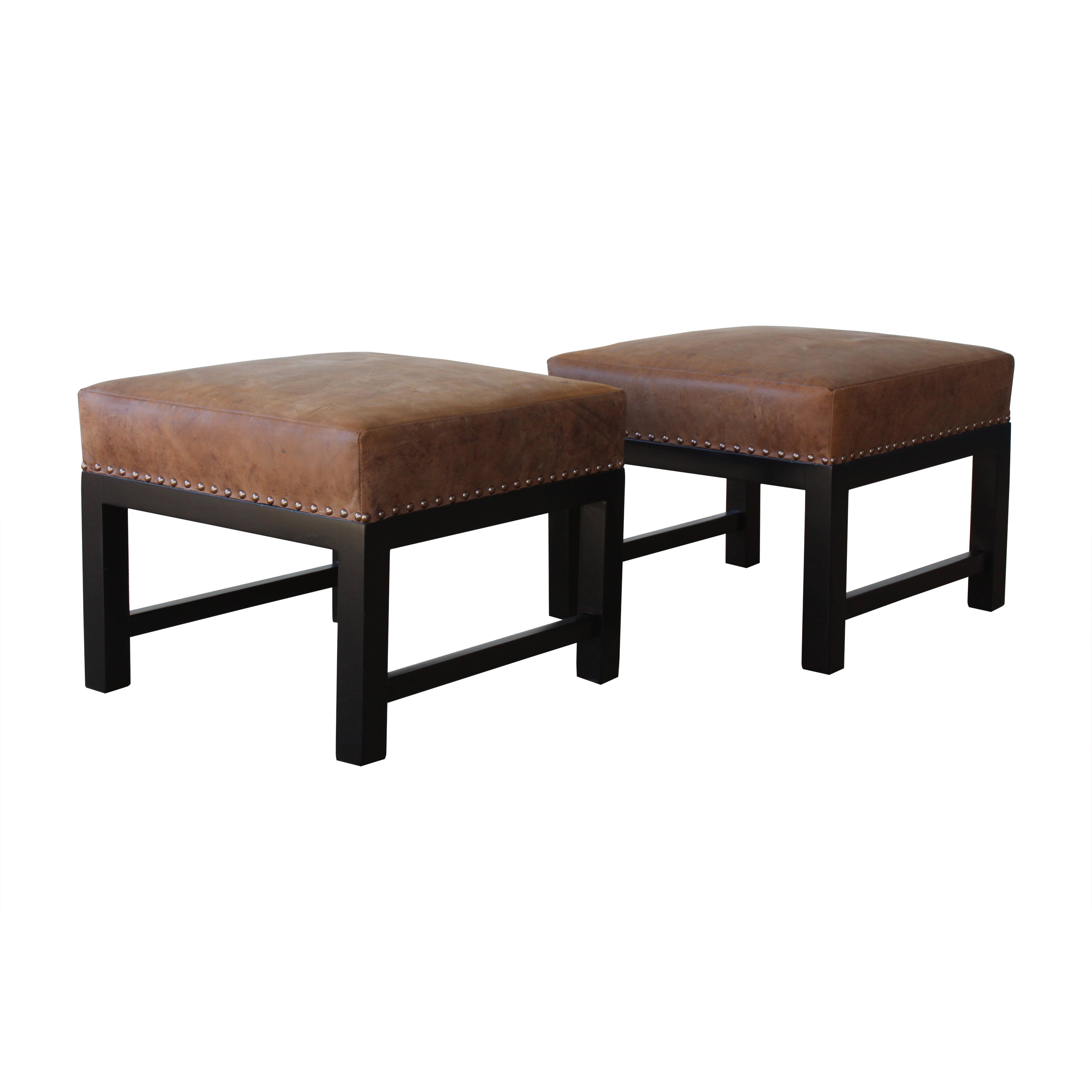 Pair of Early 20th Century Italian Leather Stools at 1stDibs