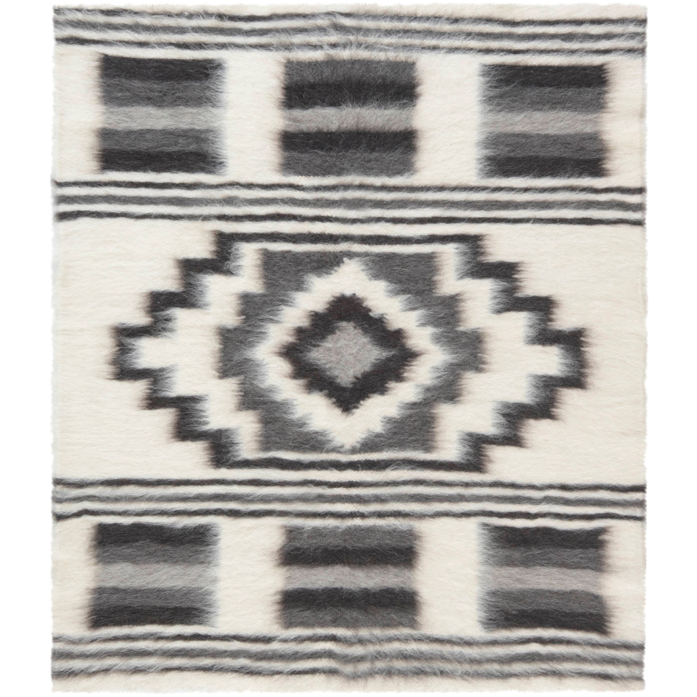 Contemporary Black and White Rug with Geometric Pattern For Sale at 1stDibs