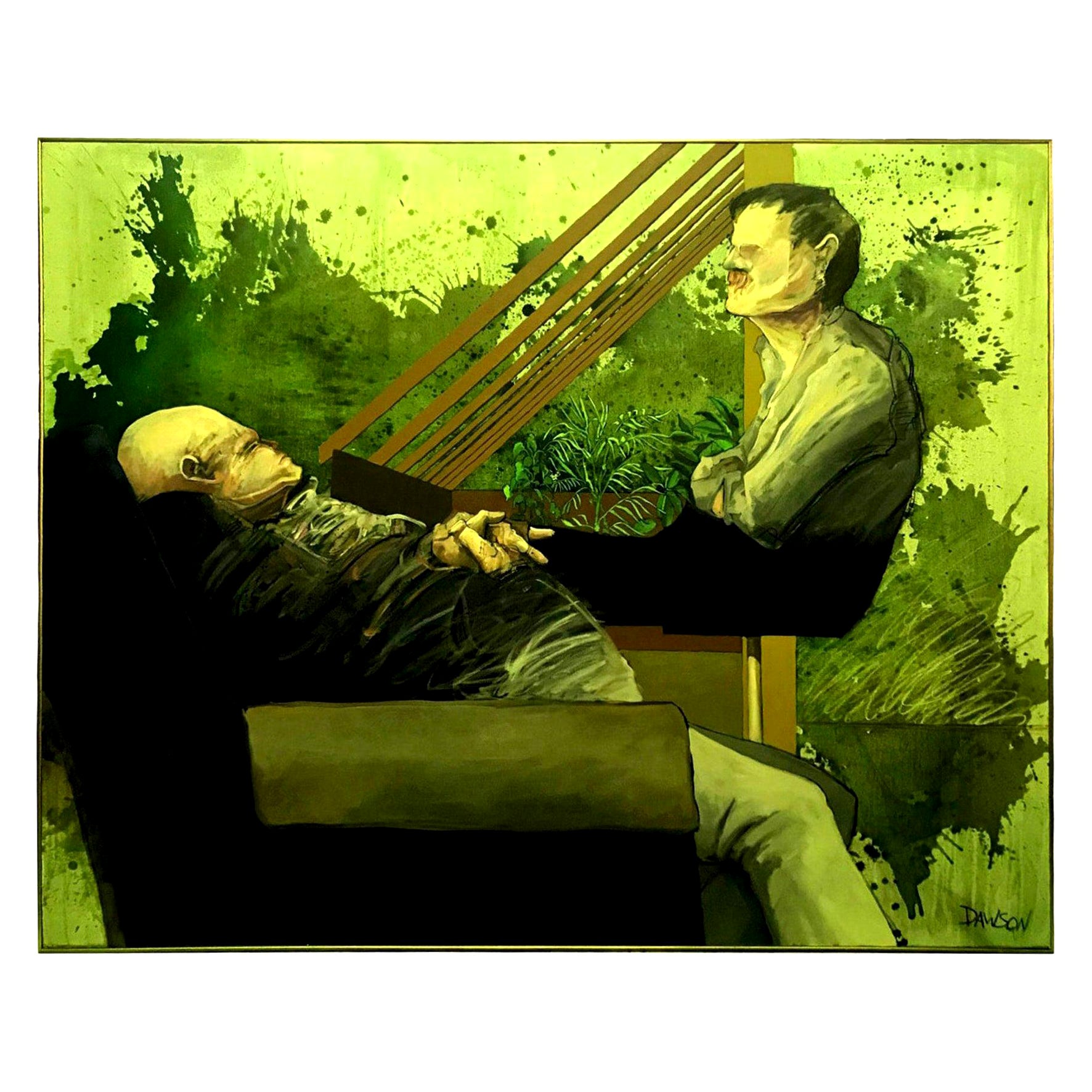 John Dawson Signed Exceptionally Large Surreal Oil Painting of Two ...